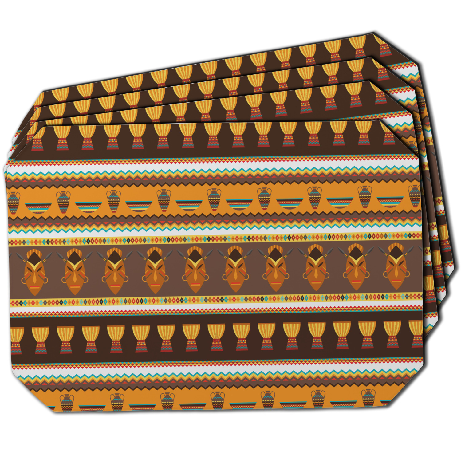 Custom African Masks Dining Table Mat - Octagon | YouCustomizeIt