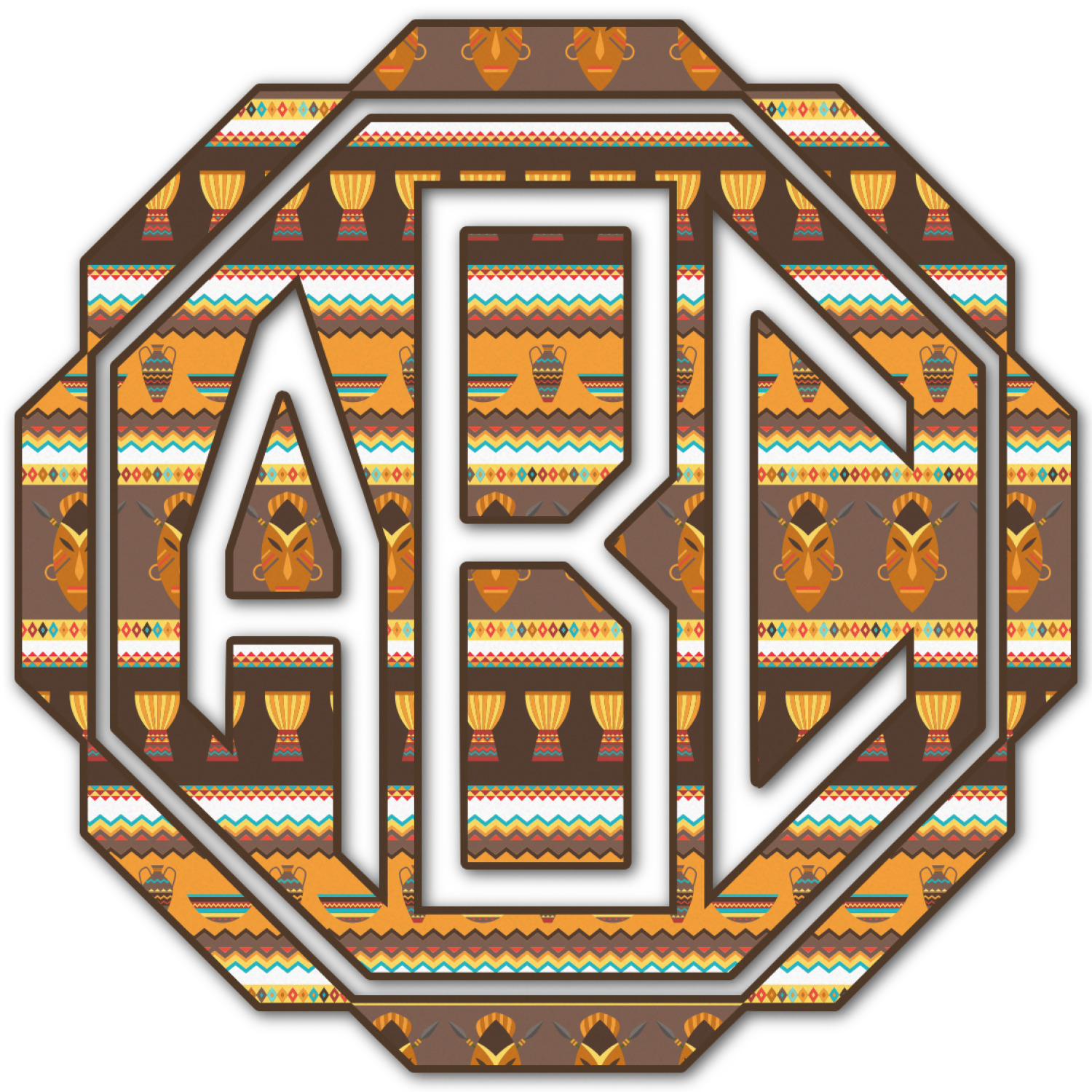 Custom African Masks Monogram Decal - Custom Sizes | YouCustomizeIt