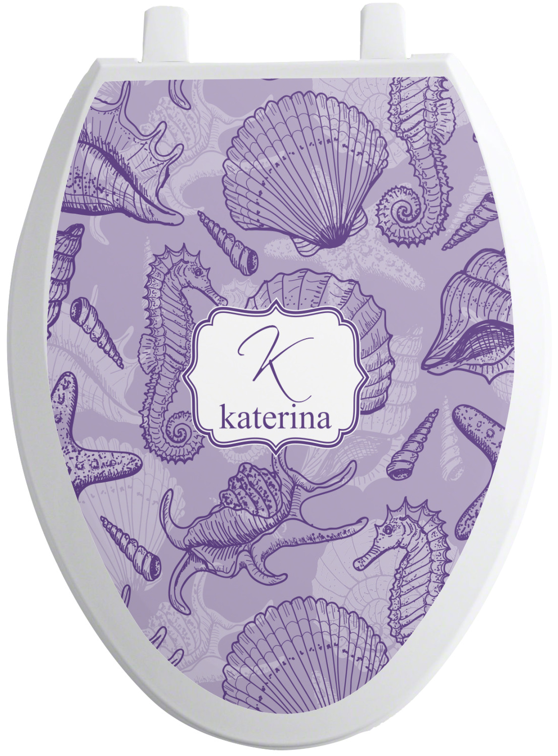 Sea Shells Toilet Seat Decal - Elongated (Personalized) - YouCustomizeIt