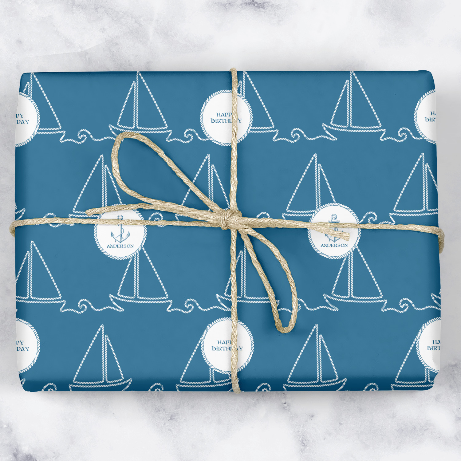 Rope Sail Boats Wrapping Paper (Personalized) - YouCustomizeIt
