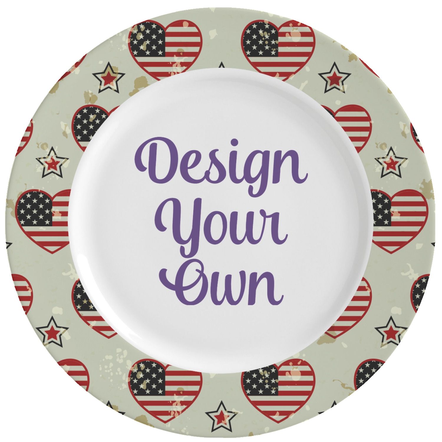 Americana Ceramic Dinner Plates (Set of 4) (Personalized) - YouCustomizeIt