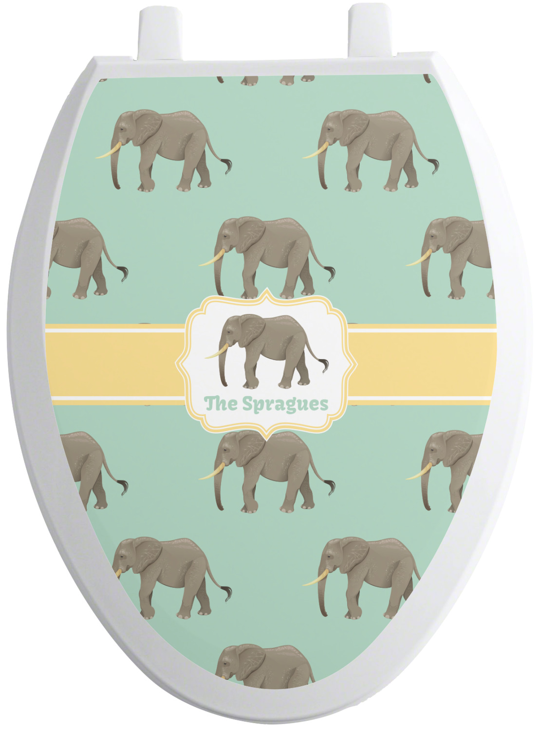 Elephant Toilet Seat Decal - Elongated (Personalized) - YouCustomizeIt