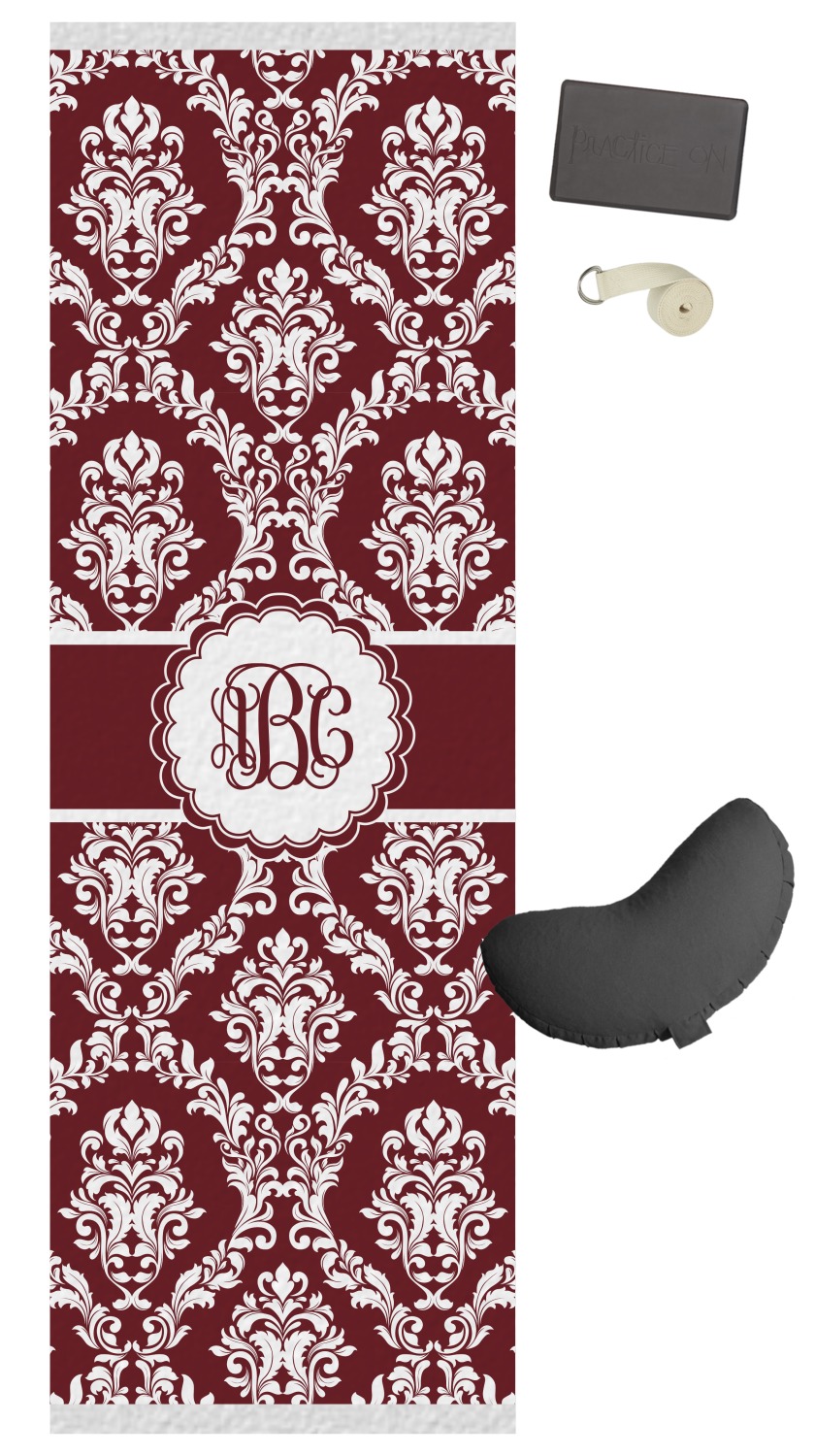 Maroon & White Yoga Mat (Personalized) - YouCustomizeIt