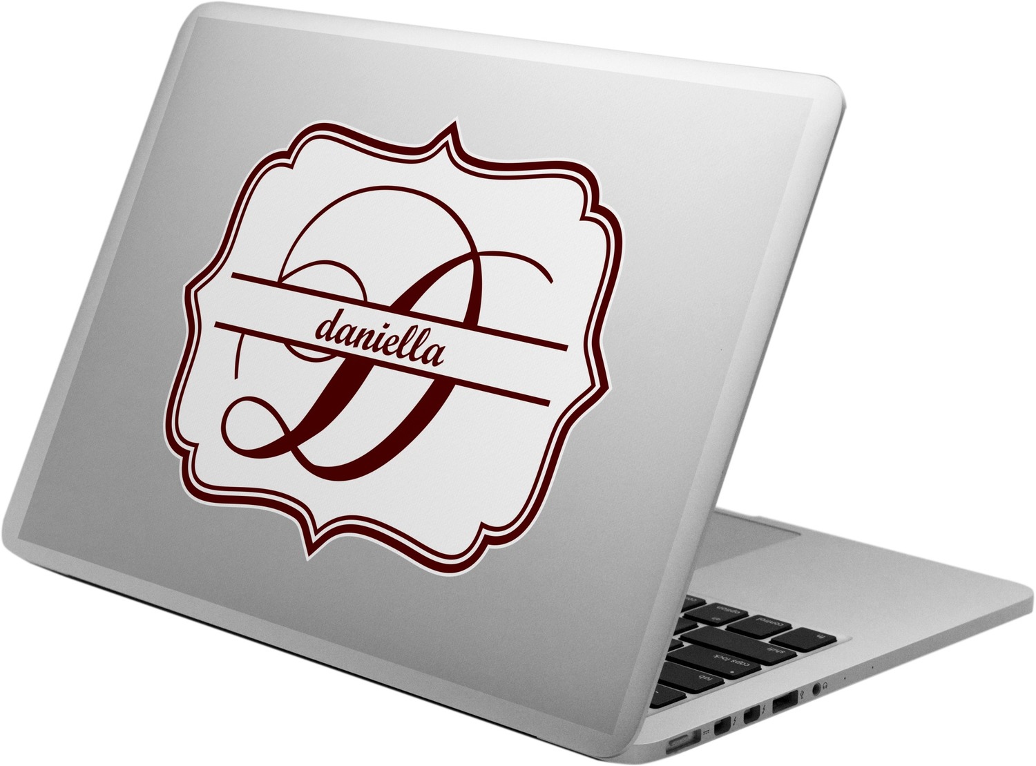 Maroon & White Laptop Decal (Personalized) - YouCustomizeIt