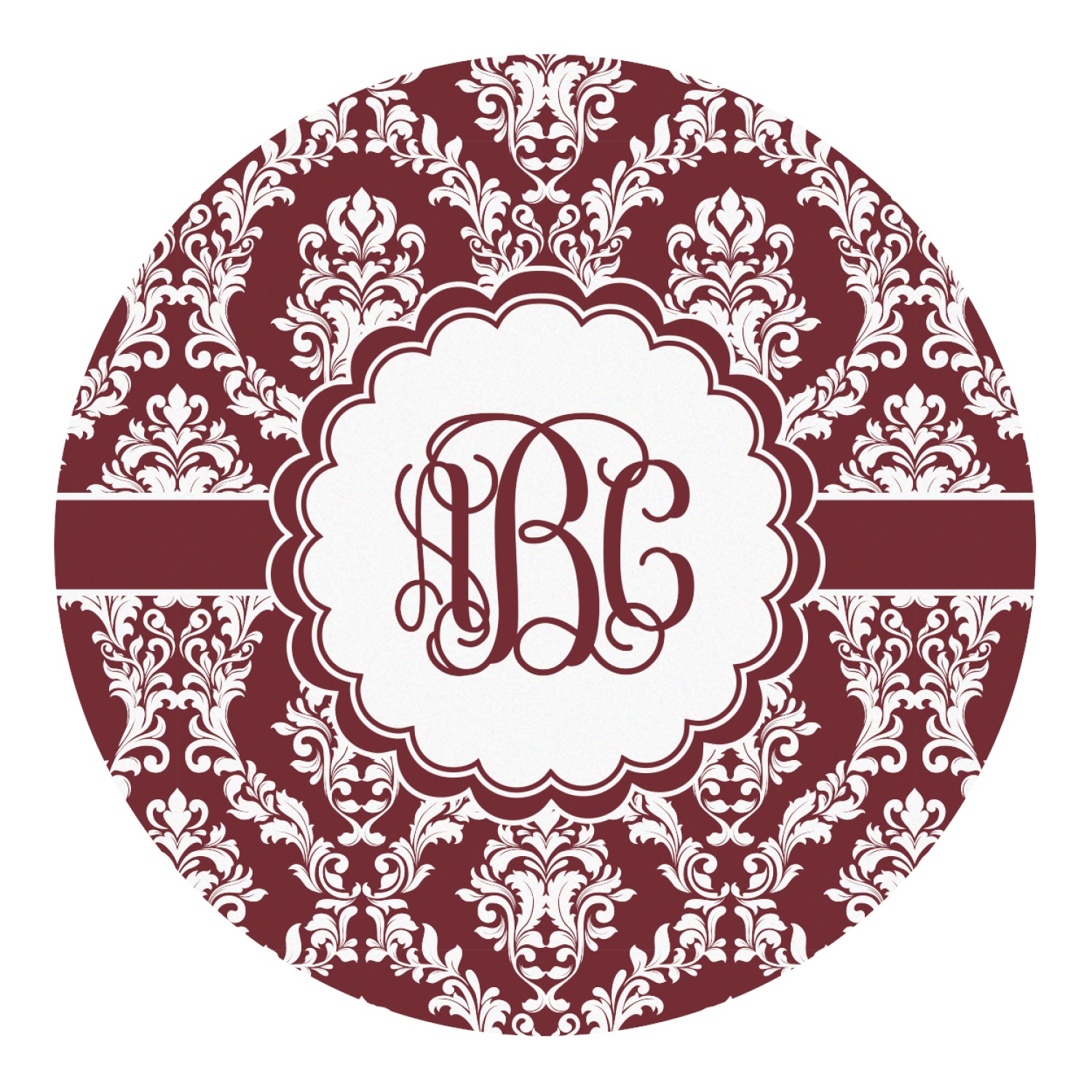 Maroon & White Round Decal - Large (Personalized) - YouCustomizeIt