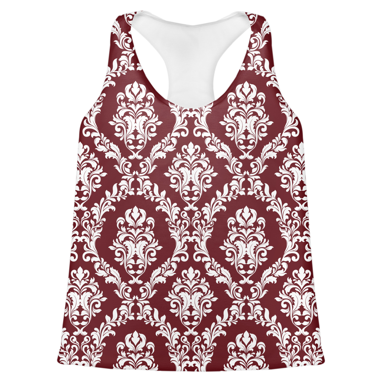 Maroon & White Womens Racerback Tank Top - X Large (Personalized ...