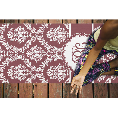 Maroon & White Yoga Mat (Personalized) - YouCustomizeIt