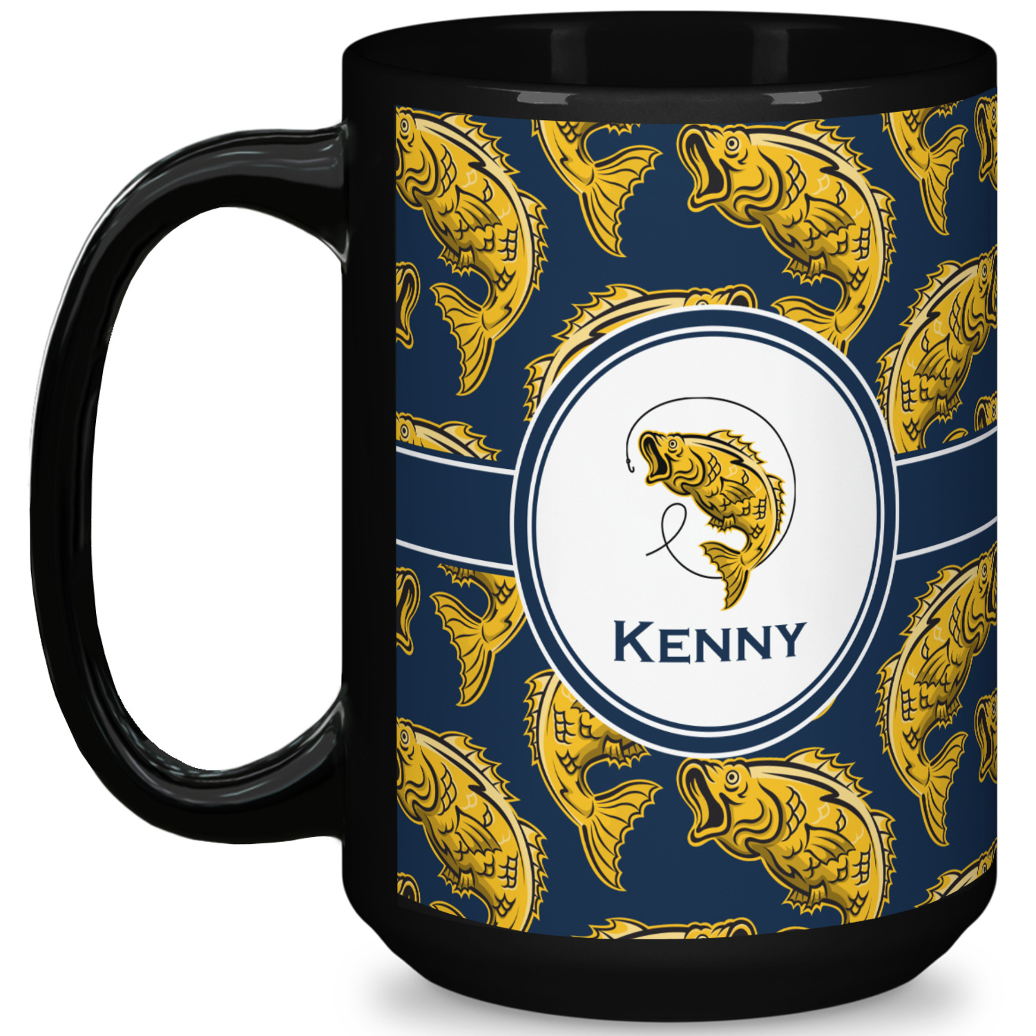 Fish 15 Oz Coffee Mug - Black (Personalized) - YouCustomizeIt