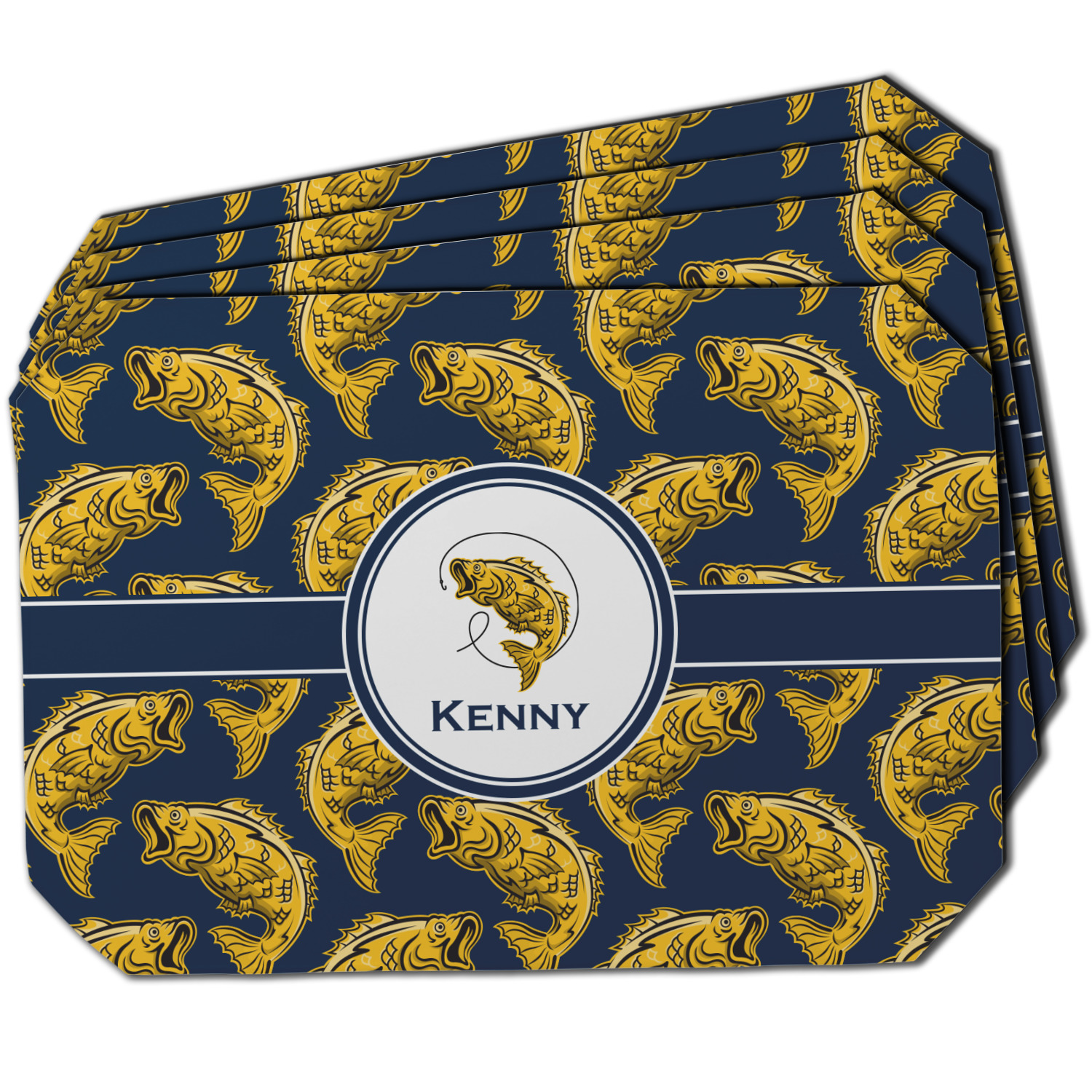 Custom Fish Dining Table Mat - Octagon w/ Name or Text | YouCustomizeIt