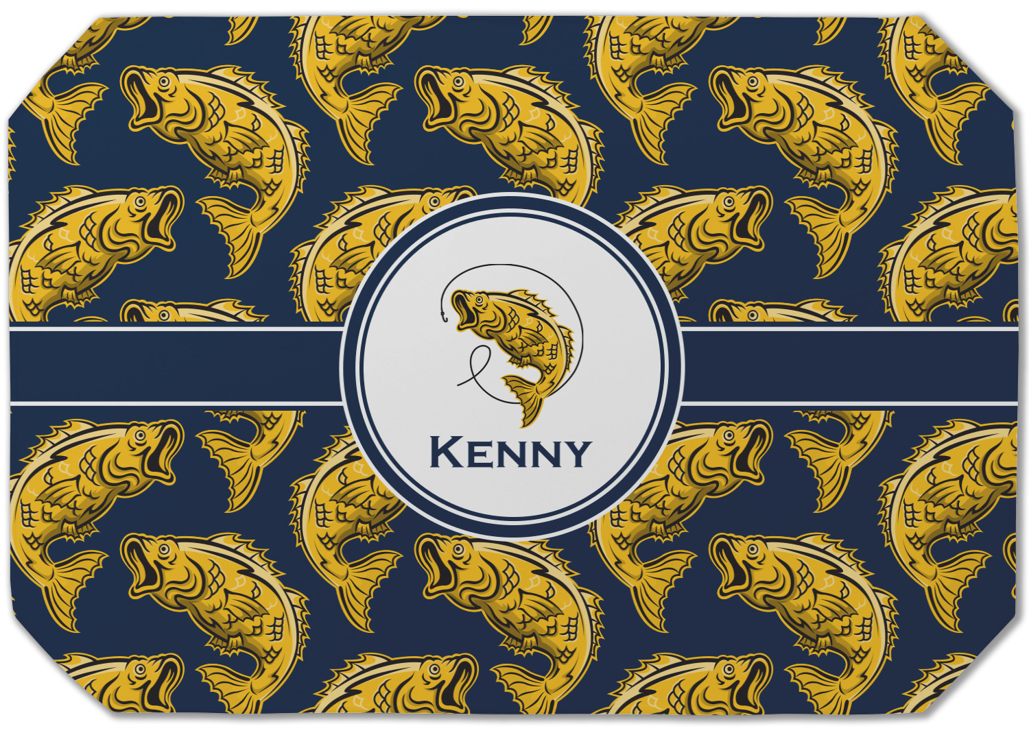 Custom Fish Dining Table Mat - Octagon w/ Name or Text | YouCustomizeIt
