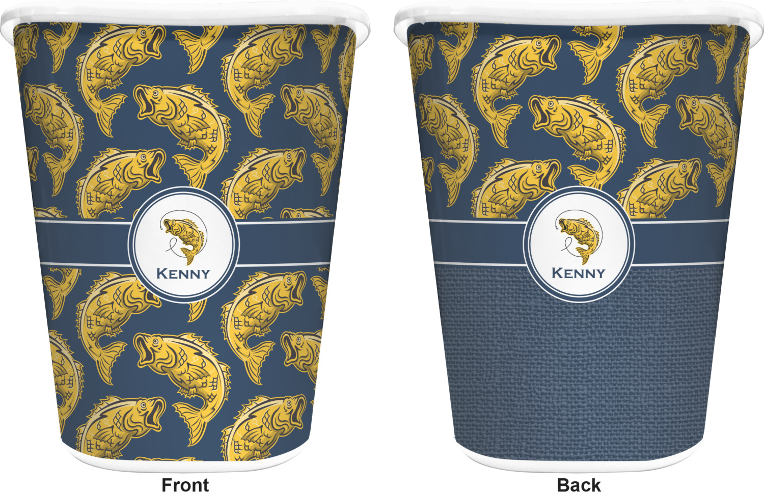 Fish Waste Basket - Double Sided (White) (Personalized) - YouCustomizeIt