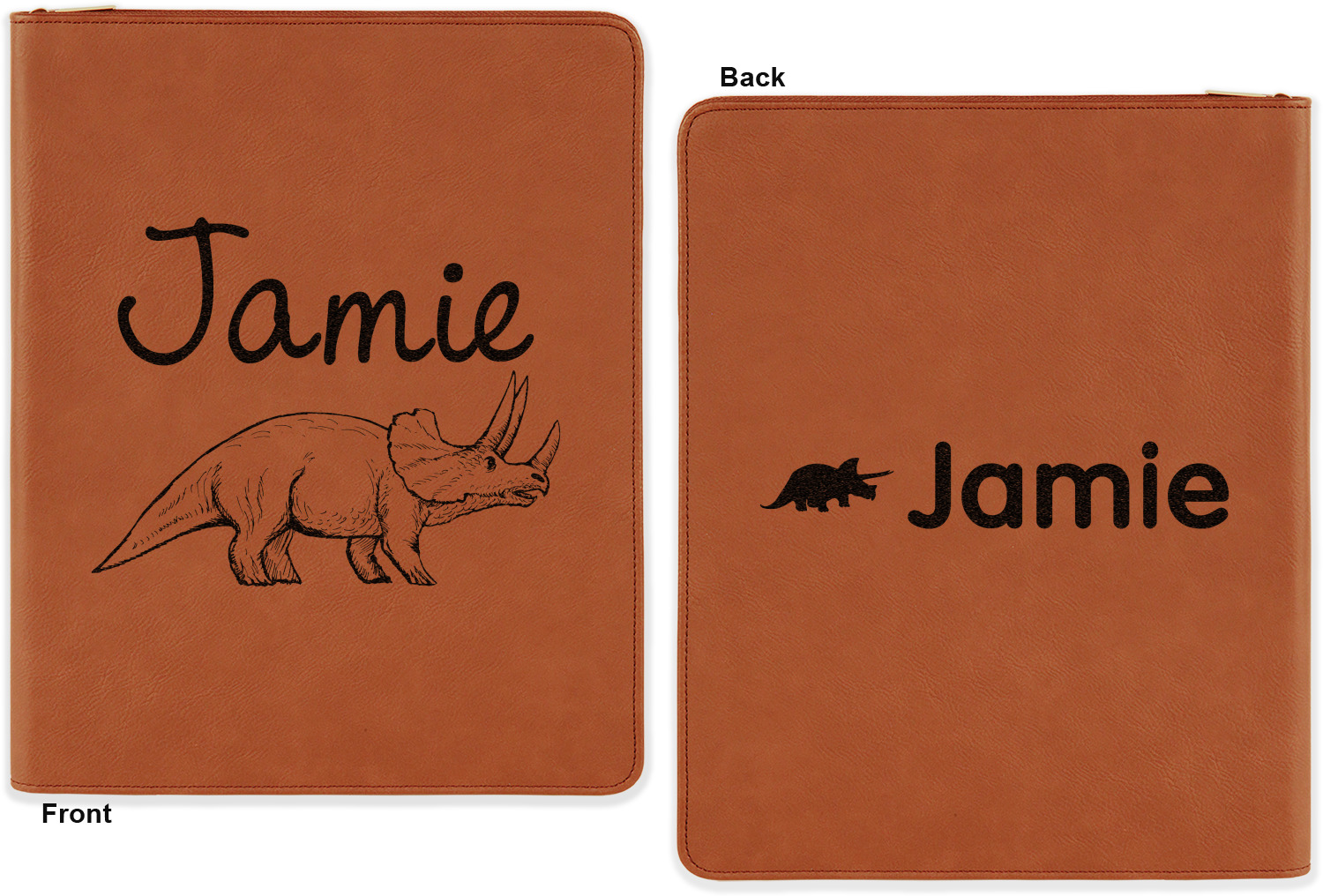 Dinosaurs Leatherette Zipper Portfolio with Notepad (Personalized ...