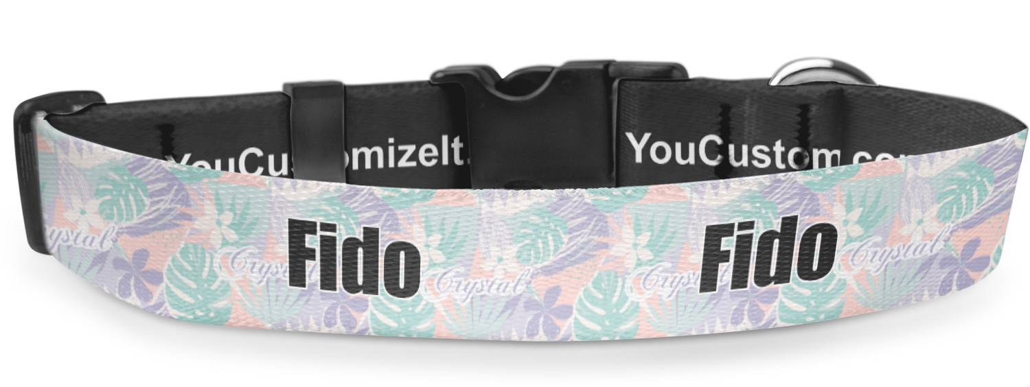 Custom Coconut and Leaves Deluxe Dog Collar (Personalized) | YouCustomizeIt