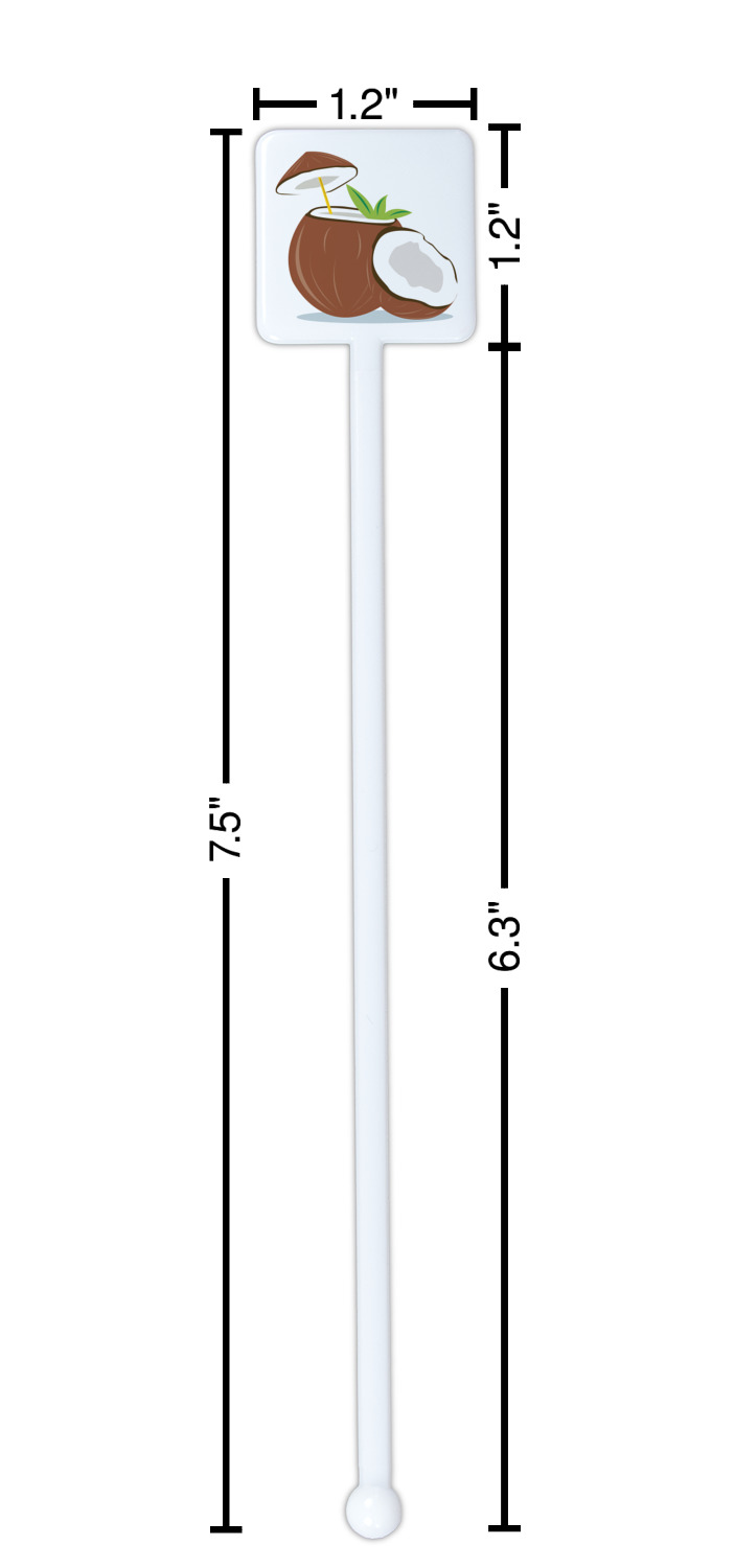 Custom Coconut and Leaves Square Plastic Stir Sticks | YouCustomizeIt