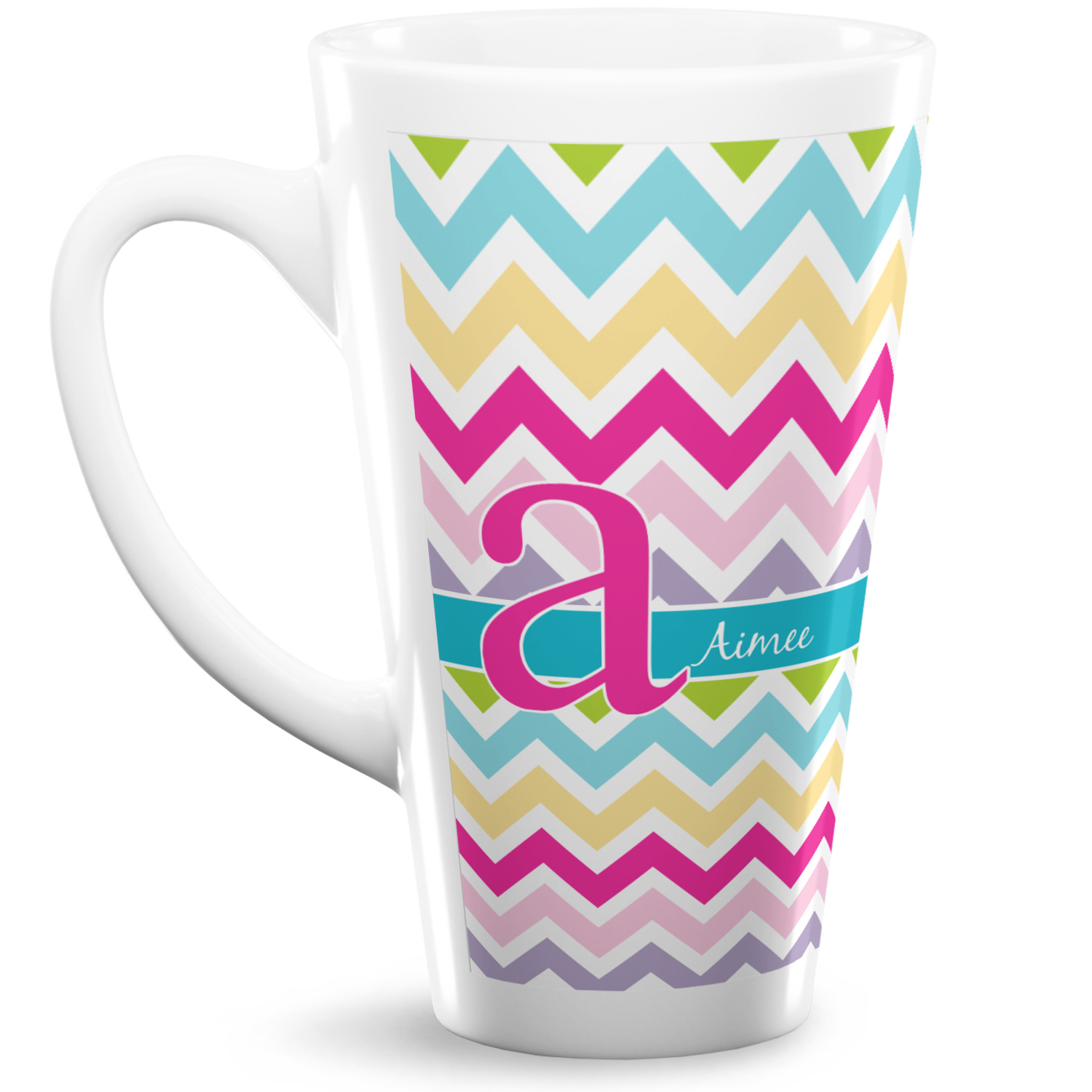 Colorful Chevron 16 Oz Latte Mug (Personalized) - YouCustomizeIt