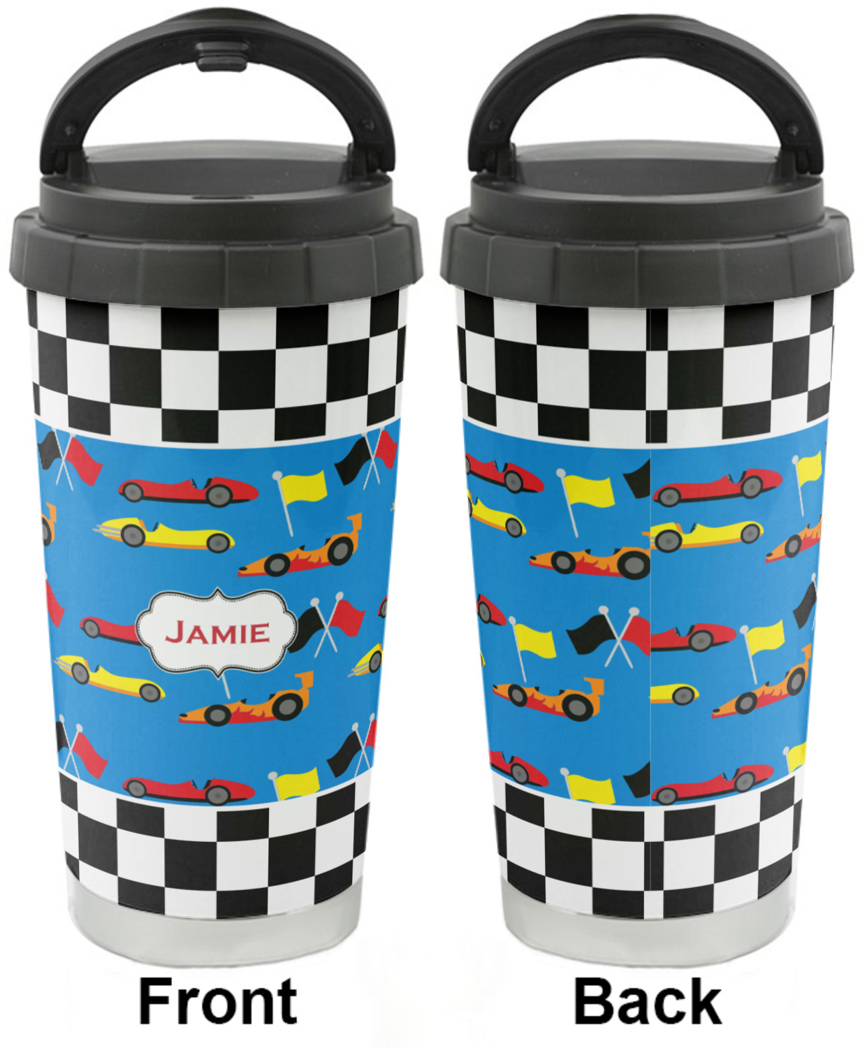 Checkers & Racecars Stainless Steel Coffee Tumbler (Personalized ...
