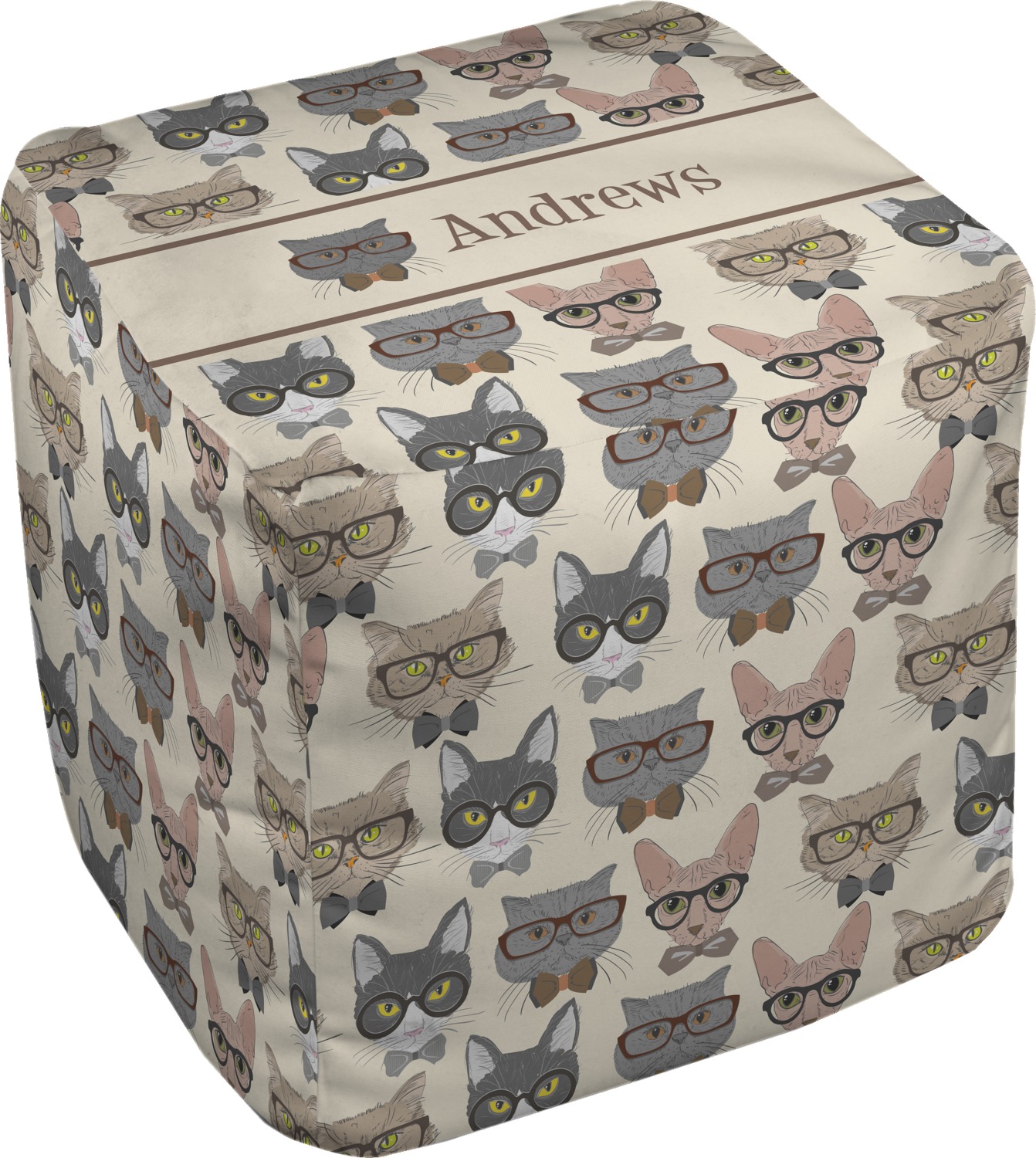 Custom Hipster Cats Cube Pouf Ottoman (Personalized) | YouCustomizeIt