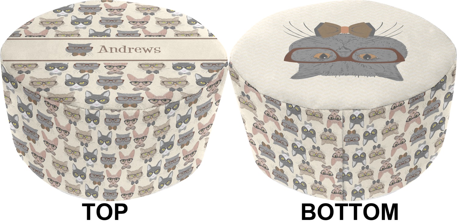 Custom Hipster Cats Round Pouf Ottoman (Personalized) | YouCustomizeIt