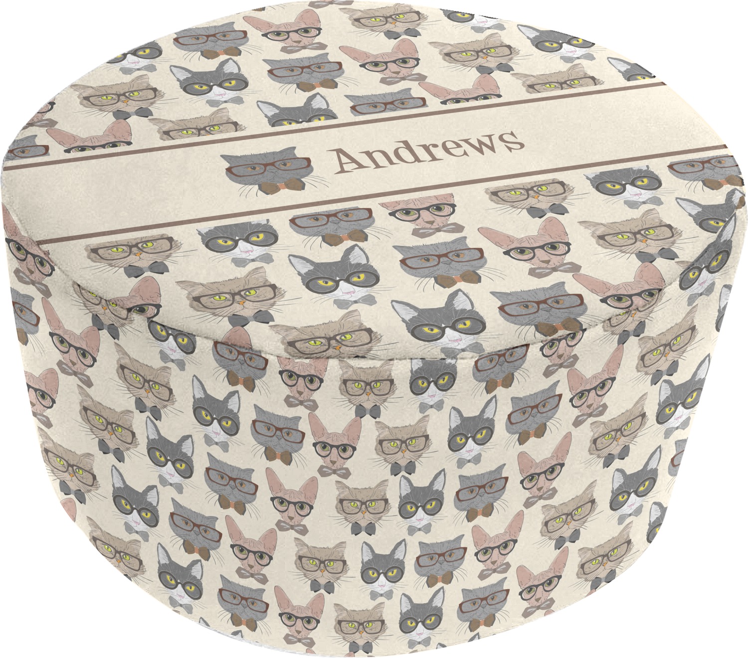 Custom Hipster Cats Round Pouf Ottoman (Personalized) | YouCustomizeIt