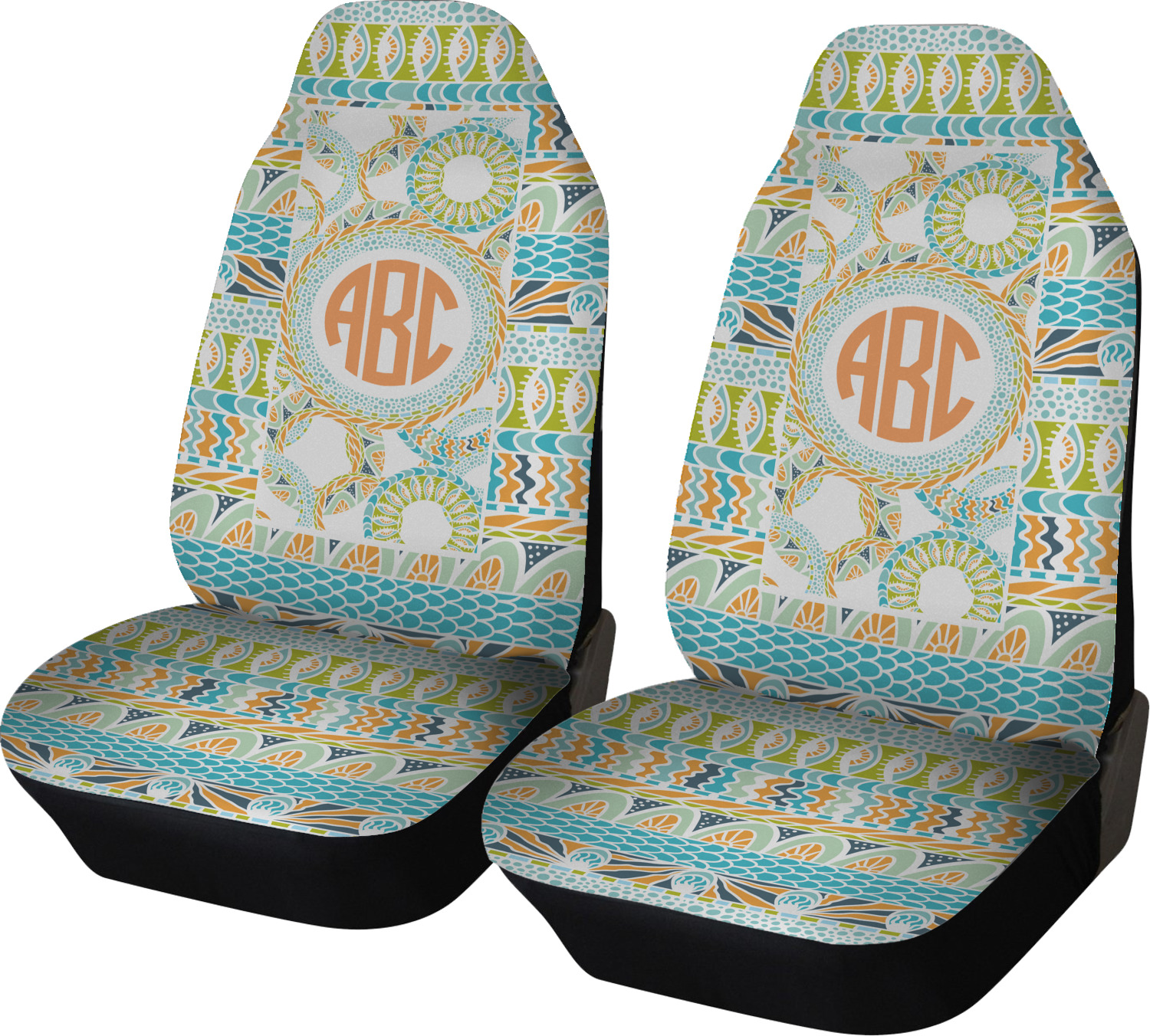 Teal Ribbons & Labels Car Seat Covers (Set of Two) (Personalized ...