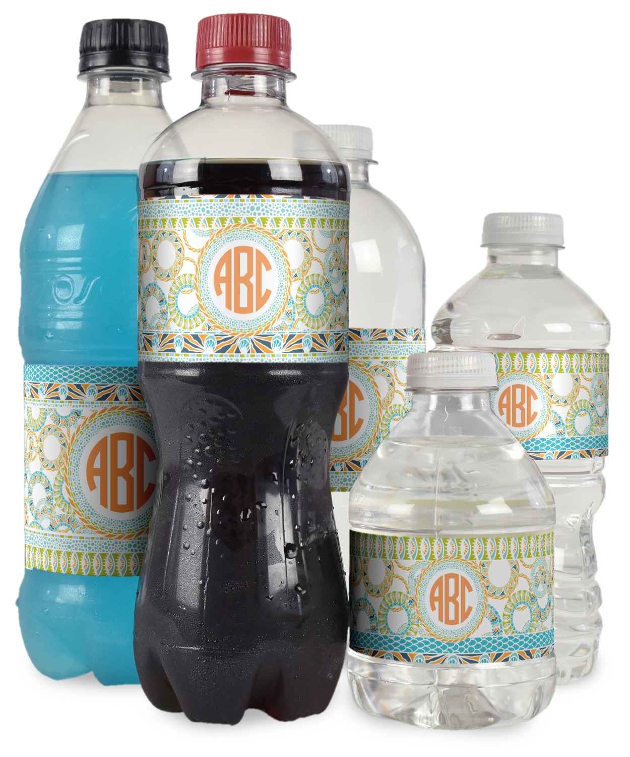 Custom Teal Ribbons & Labels Water Bottle Labels - Custom Sized ...