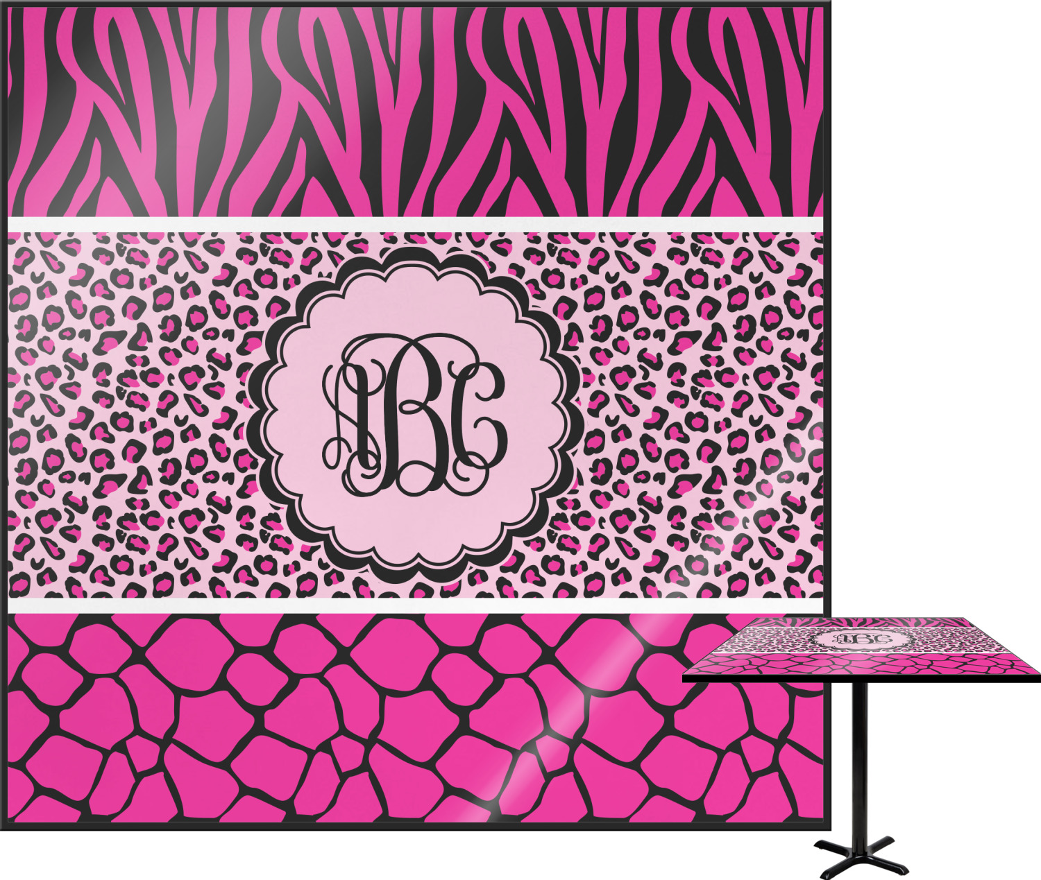 Custom Triple Animal Print Square Table Top (Personalized) | YouCustomizeIt