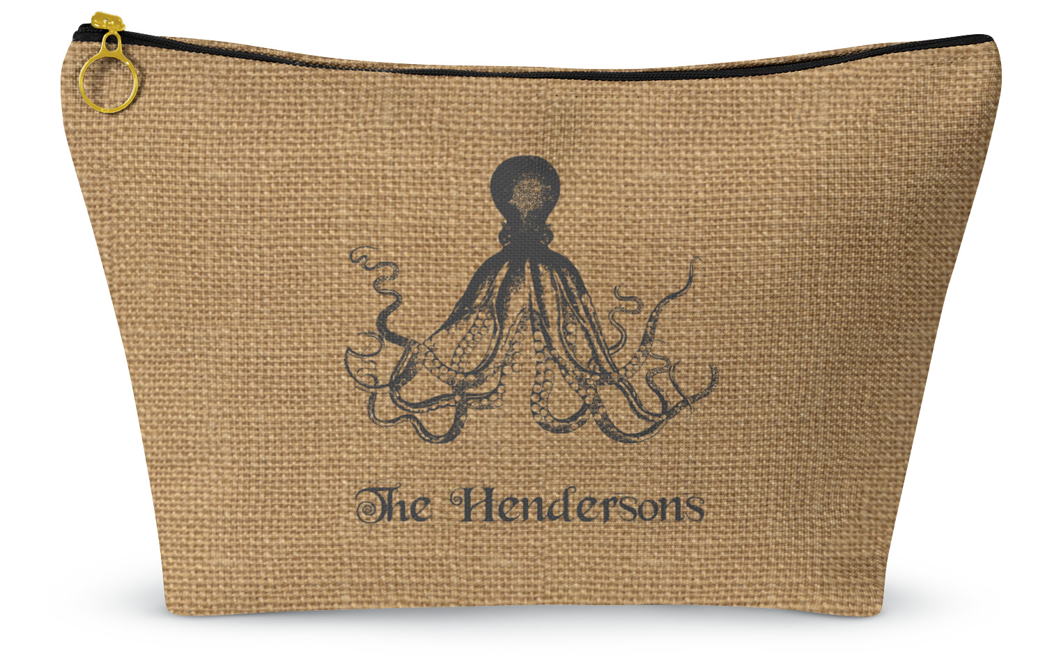 Octopus & Burlap Print Makeup Bag (Personalized) - YouCustomizeIt
