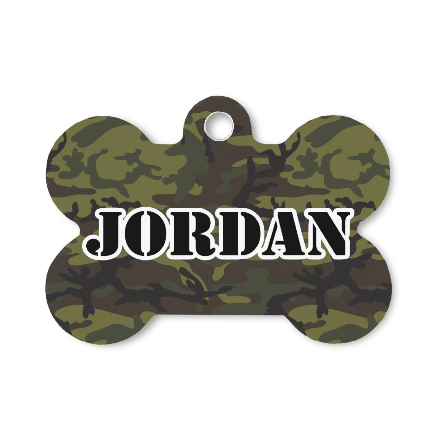 Green Camo Bone Shaped Dog Tag (Personalized) - YouCustomizeIt