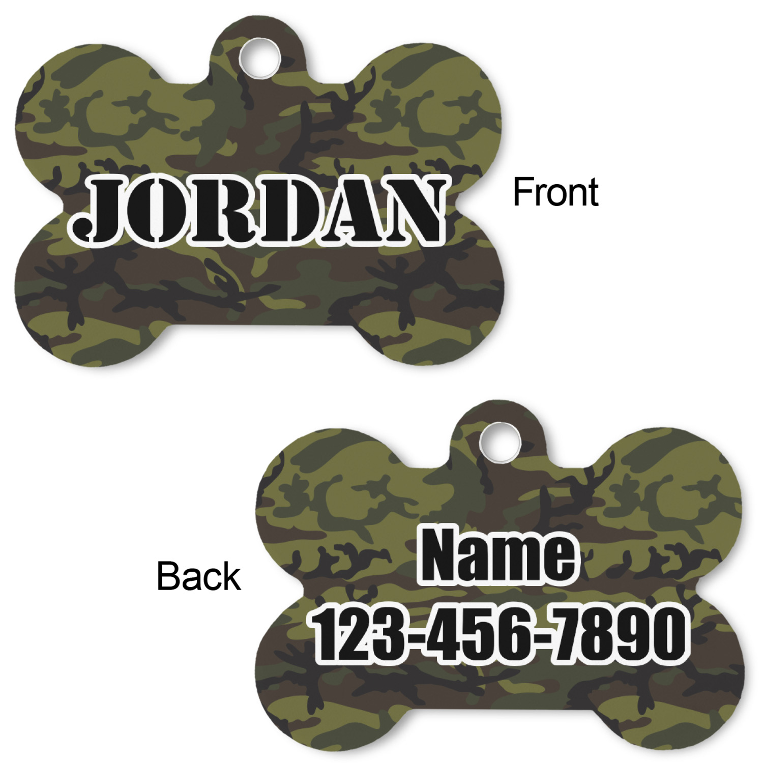 Green Camo Bone Shaped Dog Tag (Personalized) - YouCustomizeIt