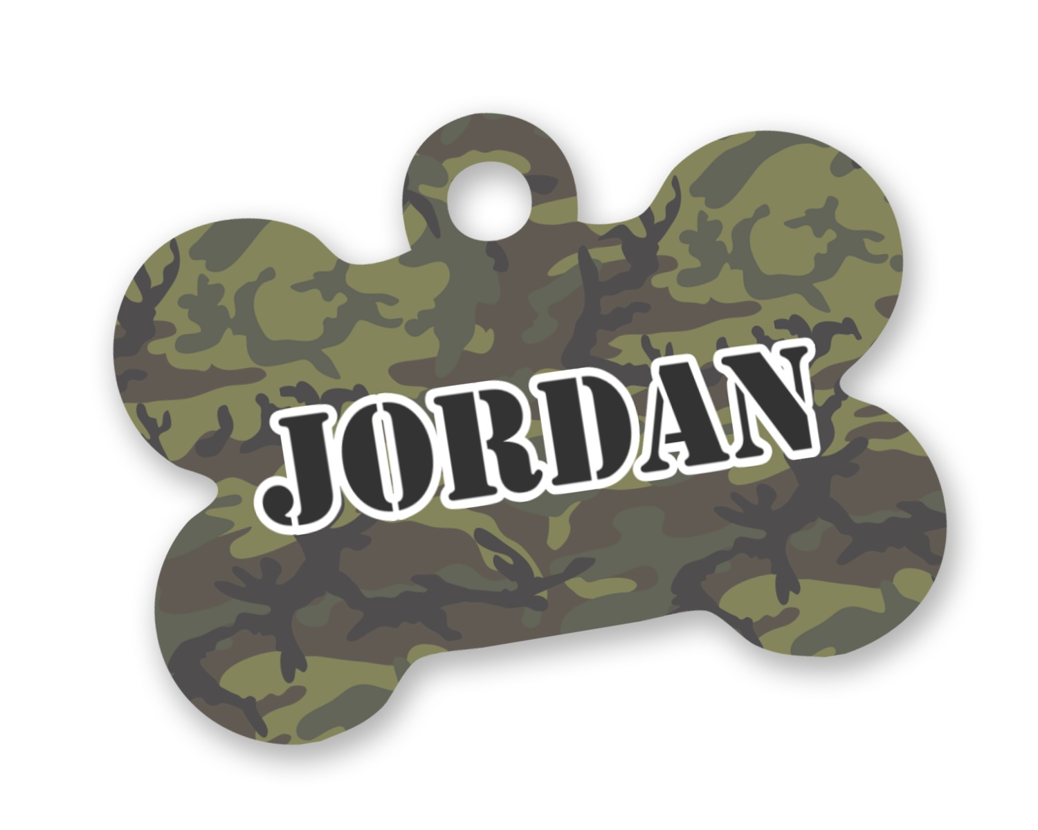 Green Camo Bone Shaped Dog Tag (Personalized) - YouCustomizeIt