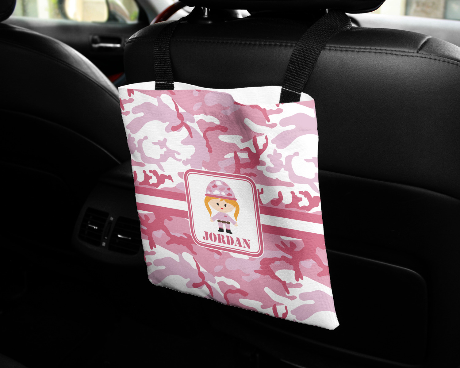 Custom Pink Camo Auto Back Seat Organizer Bag (Personalized ...