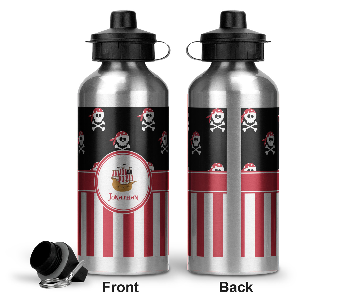 Pirate & Stripes Water Bottle - Aluminum - 20 oz (Personalized ...