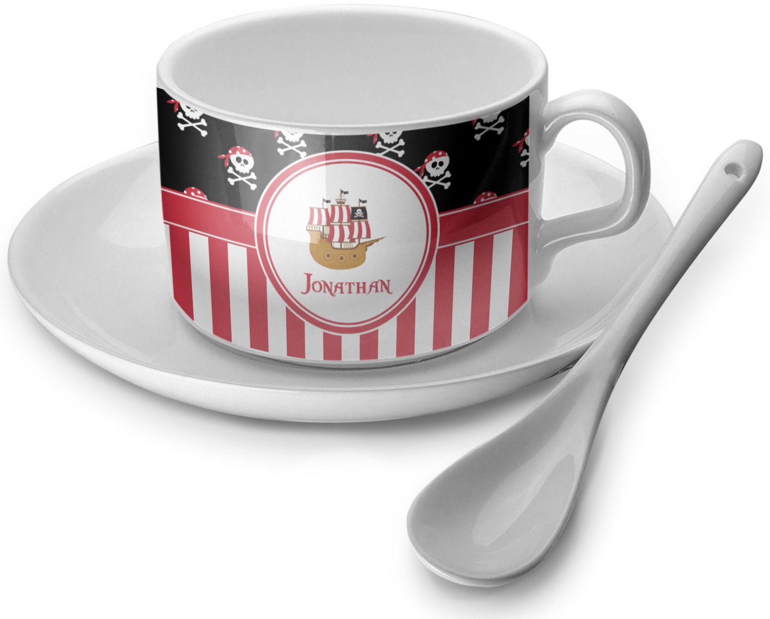 Pirate & Stripes Tea Cup - Single (Personalized) - YouCustomizeIt