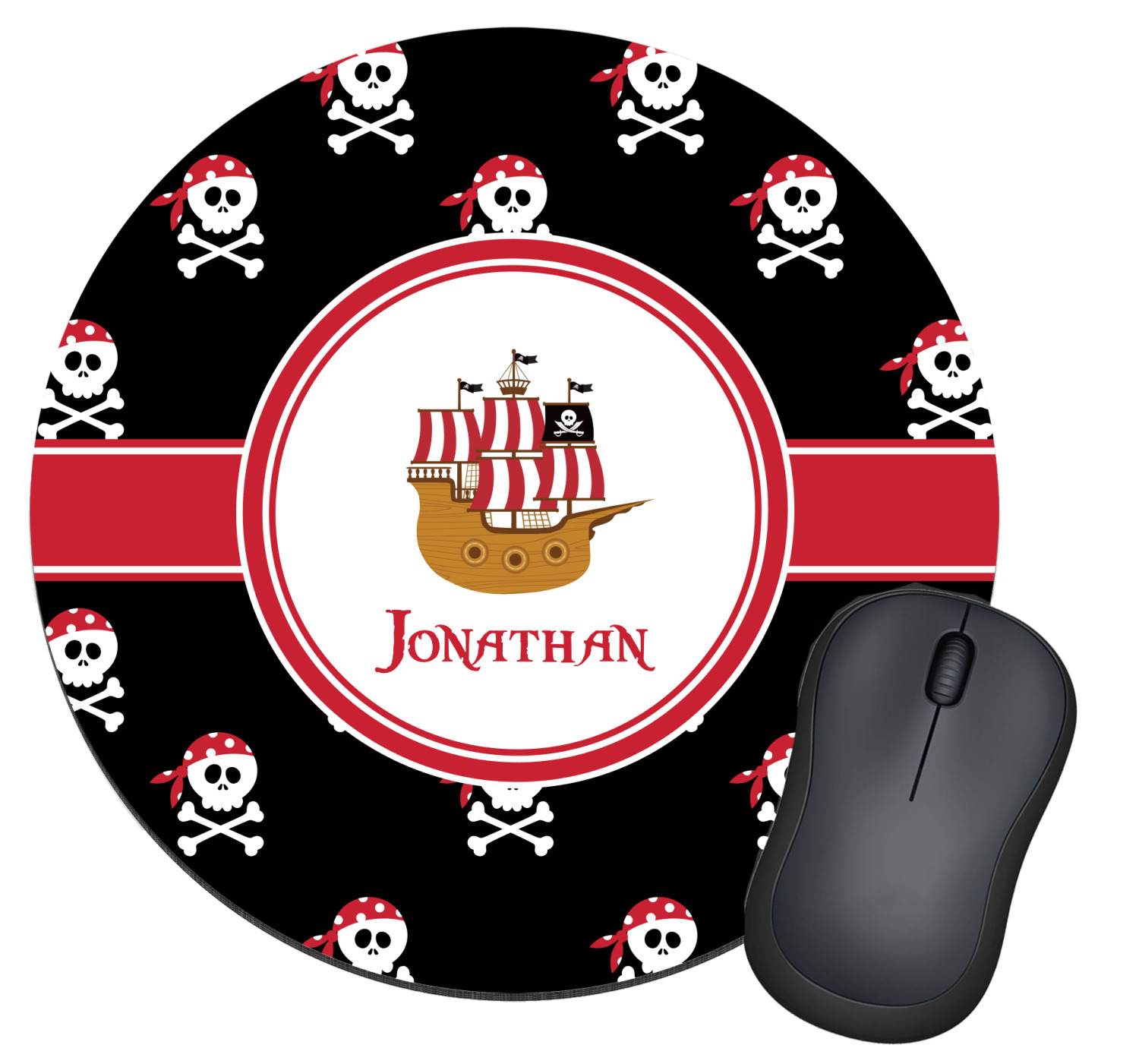 Pirate Round Mouse Pad (Personalized) - YouCustomizeIt