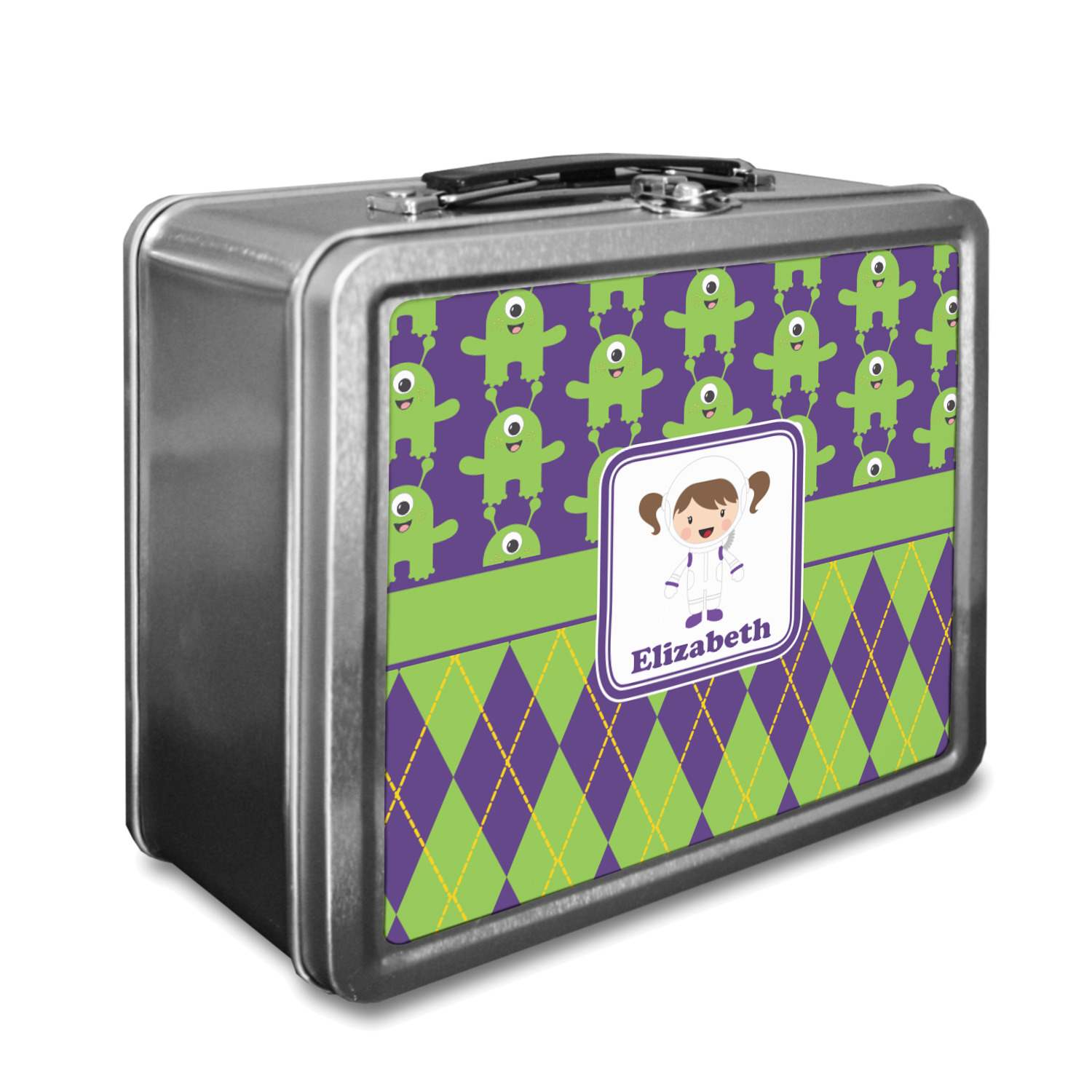 Custom Astronaut, Aliens & Argyle Lunch Box (Personalized) | YouCustomizeIt