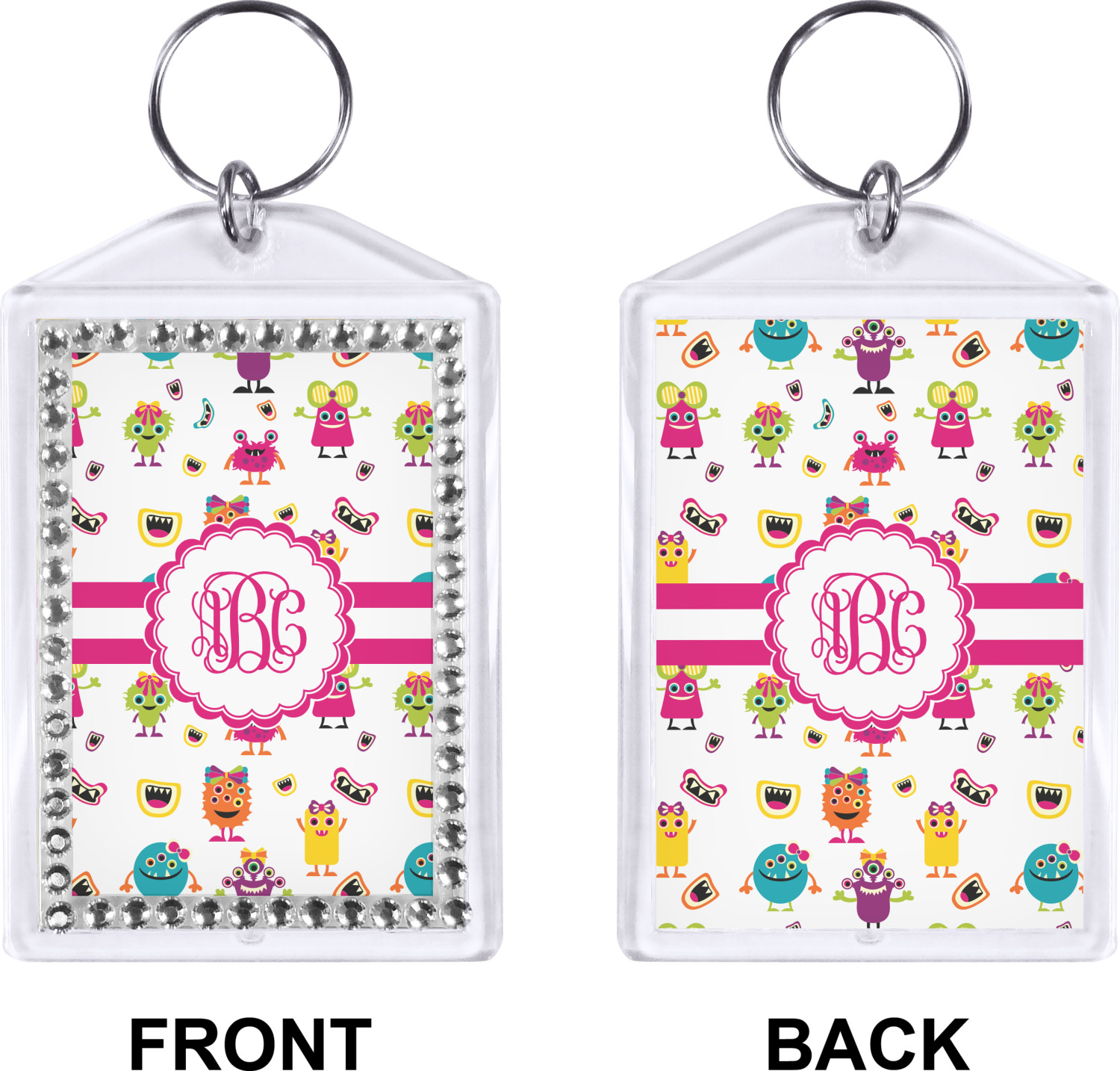 Girly Monsters Bling Keychain (Personalized) - YouCustomizeIt