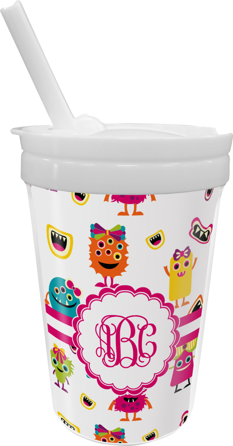Girly Monsters Sippy Cup with Straw (Personalized) - YouCustomizeIt