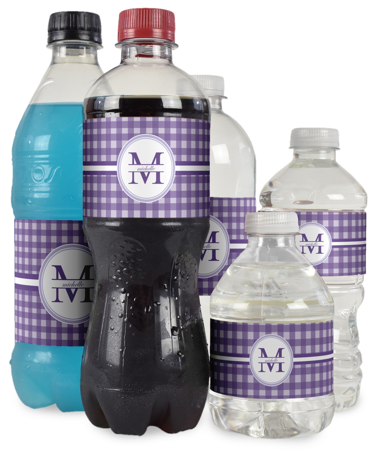 Custom Gingham Print Water Bottle Labels - Custom Sized (Personalized ...