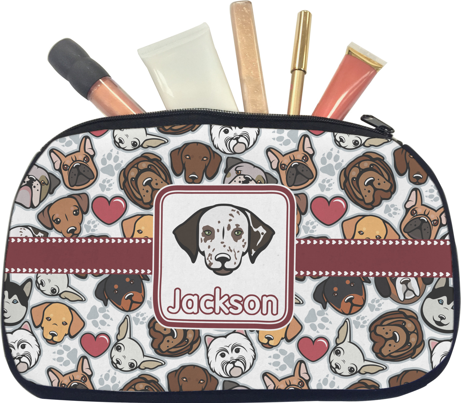 Dog Faces Makeup / Cosmetic Bag - Medium (Personalized) - YouCustomizeIt