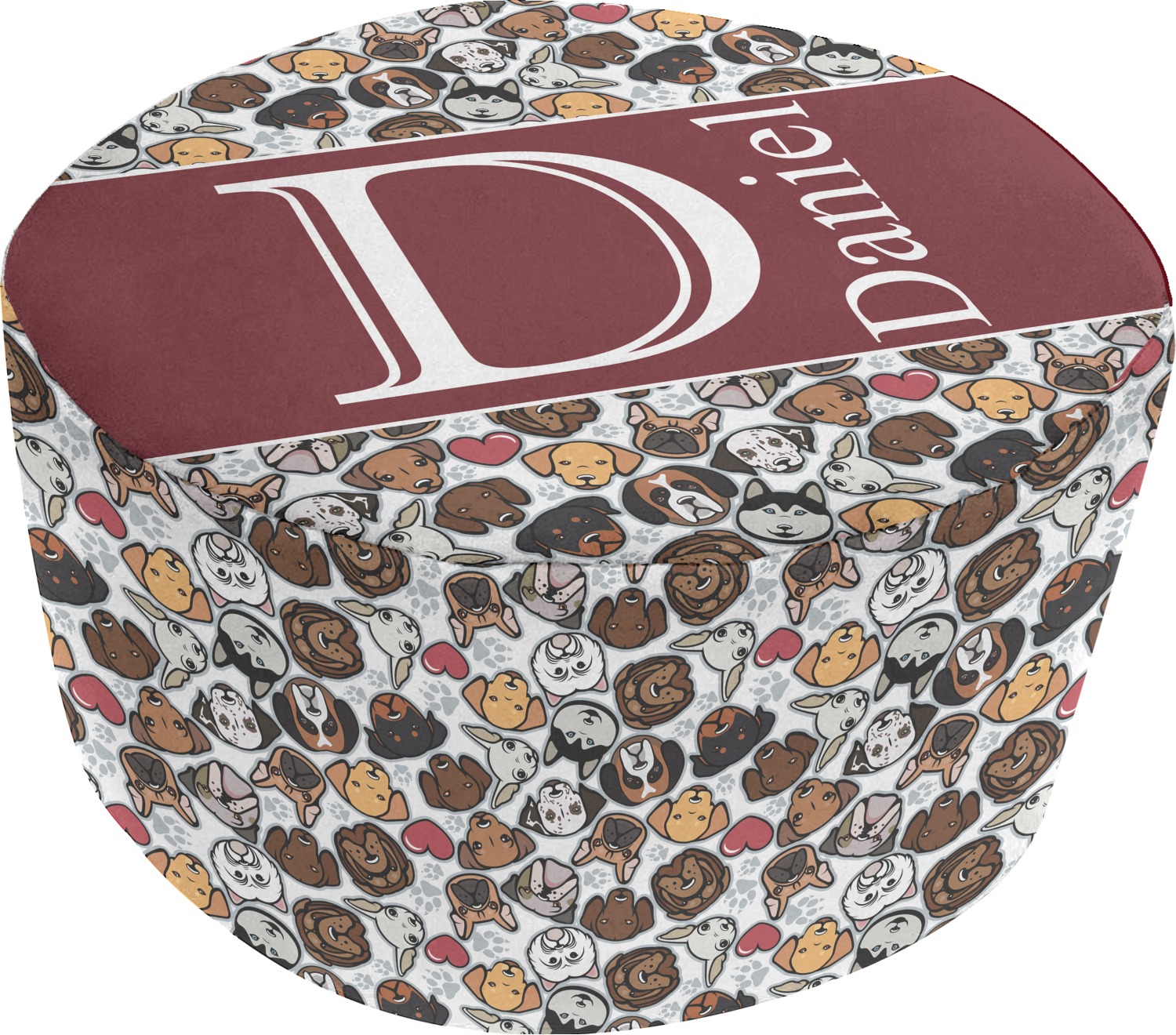 Custom Dog Faces Round Pouf Ottoman (Personalized) | YouCustomizeIt