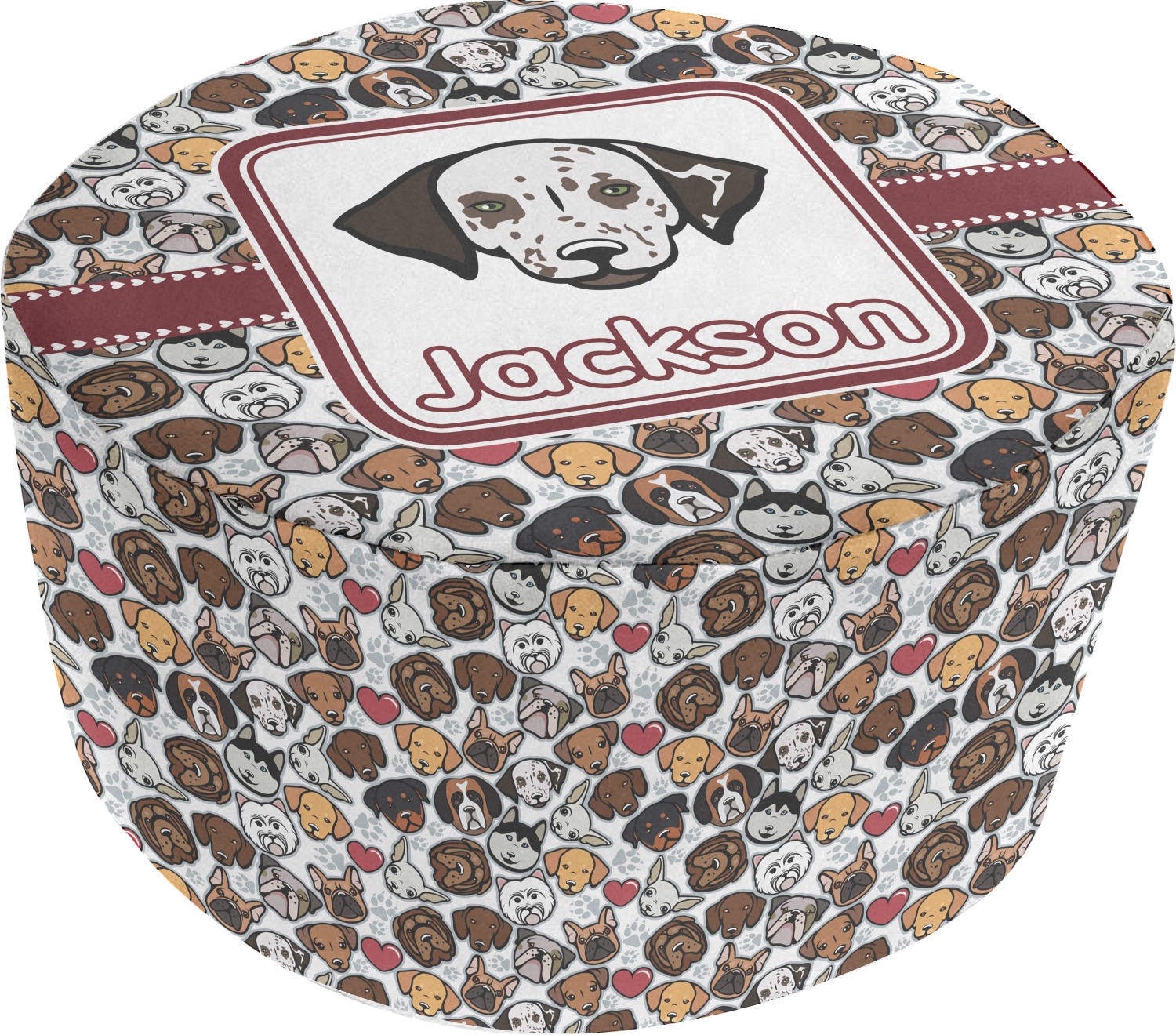 Custom Dog Faces Round Pouf Ottoman (Personalized) | YouCustomizeIt