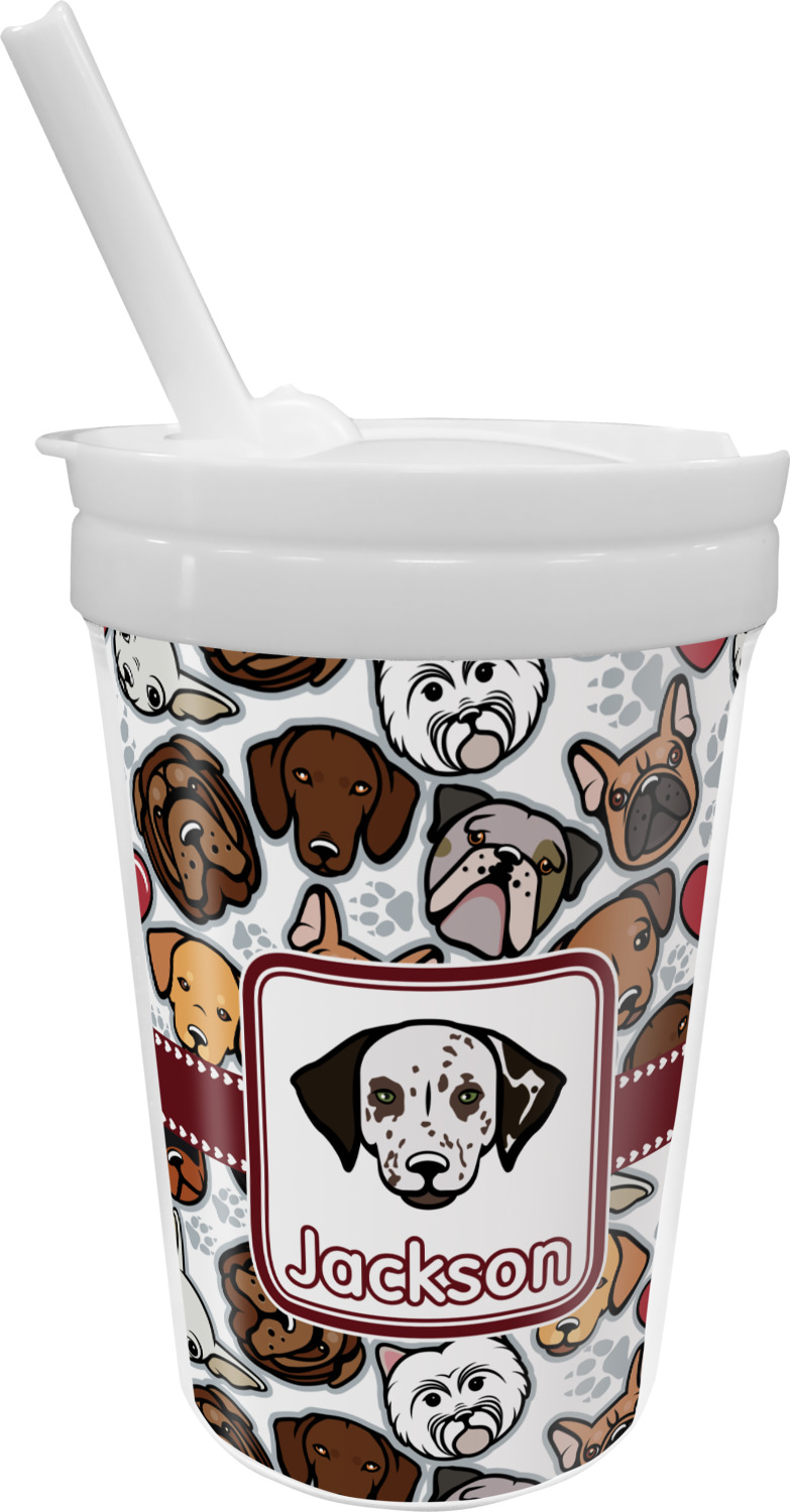 Dog Faces Sippy Cup with Straw (Personalized) - YouCustomizeIt