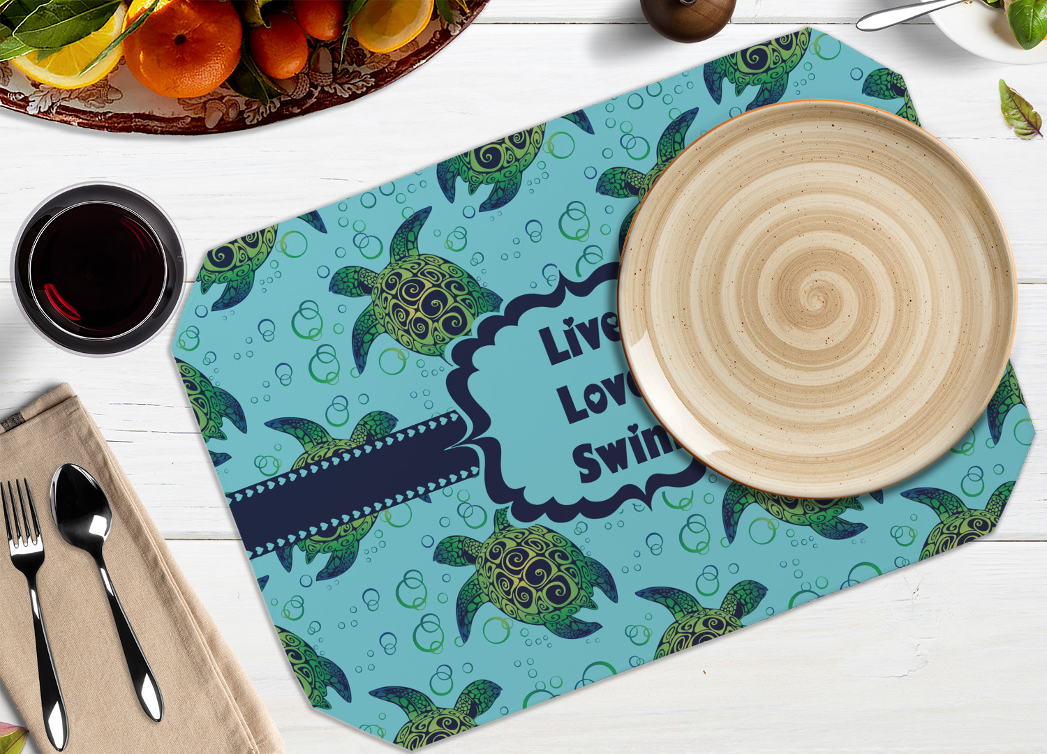 Custom Sea Turtles Dining Table Mat - Octagon | YouCustomizeIt