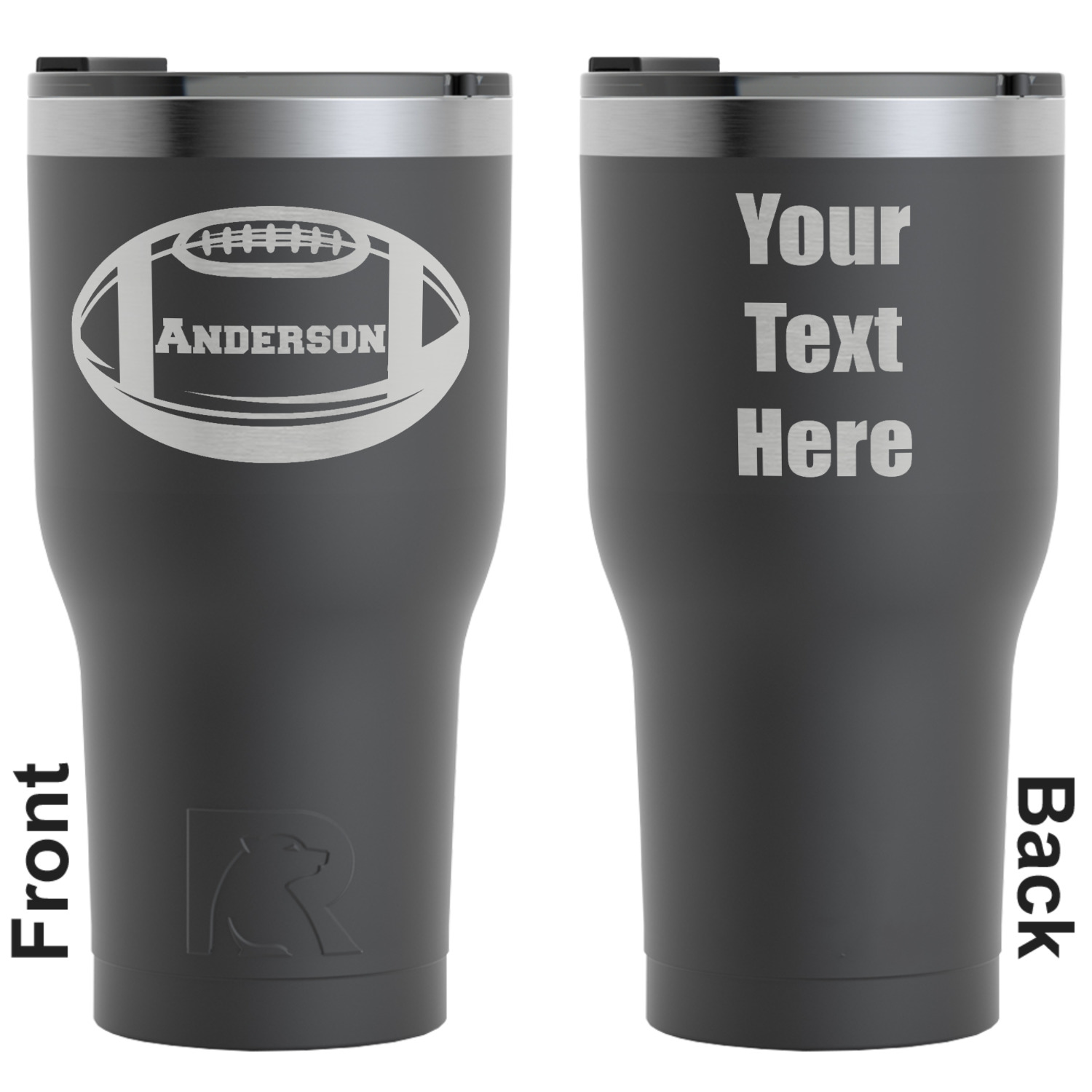 Sports RTIC Tumbler - Black - Engraved Front & Back (Personalized ...