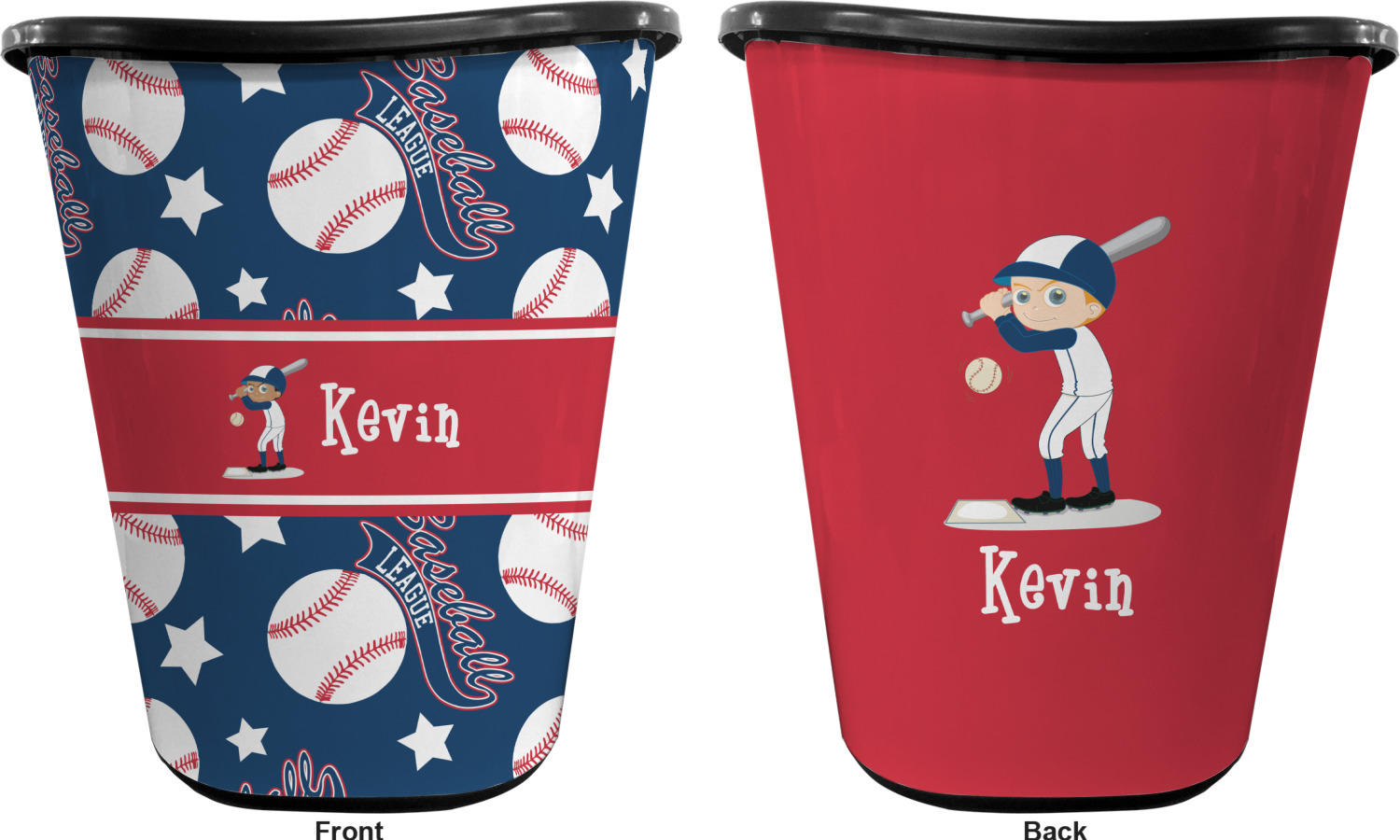 Baseball Waste Basket - Double Sided (Black) (Personalized ...
