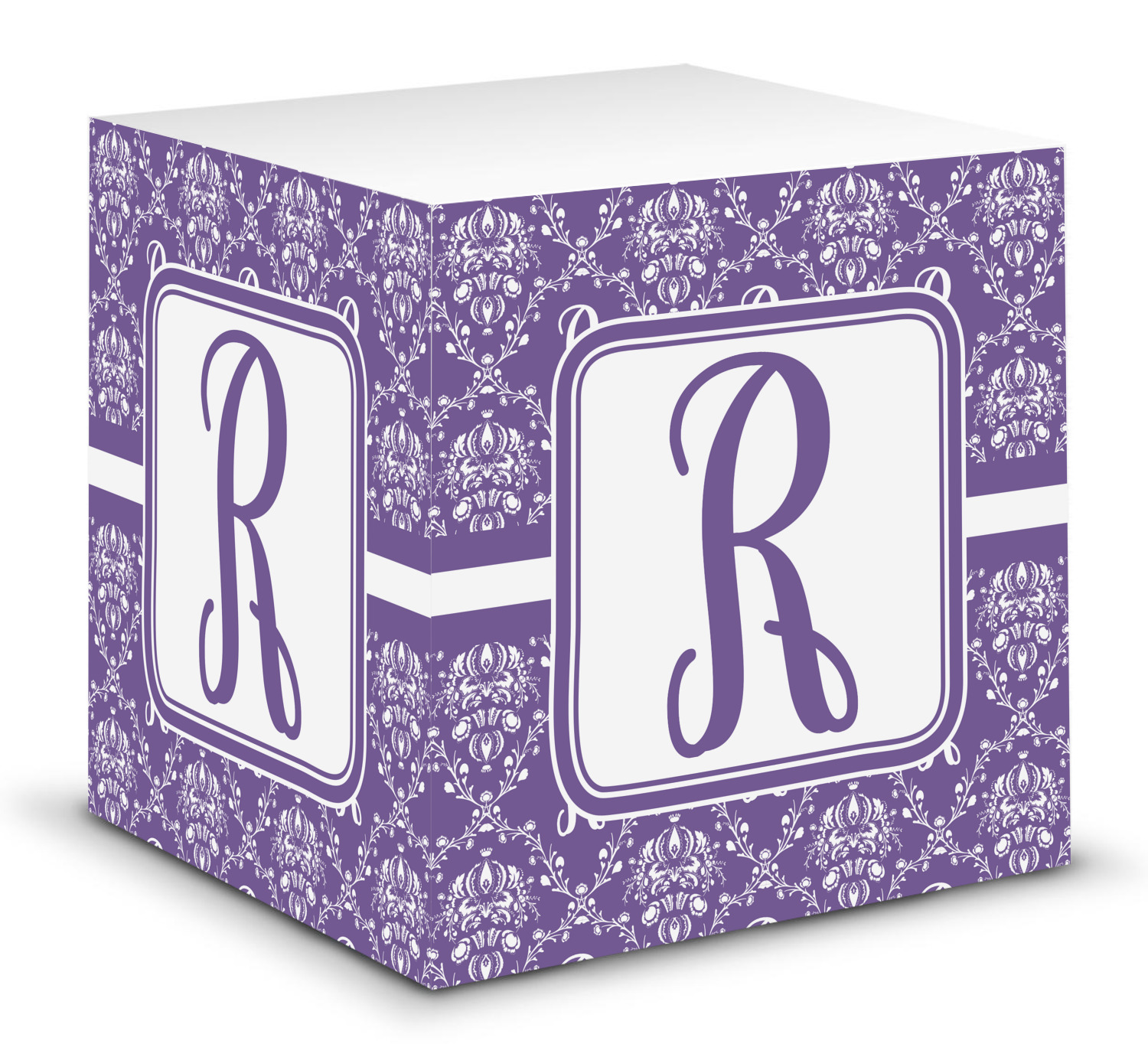 Custom Initial Damask Sticky Note Cube (Personalized) | YouCustomizeIt