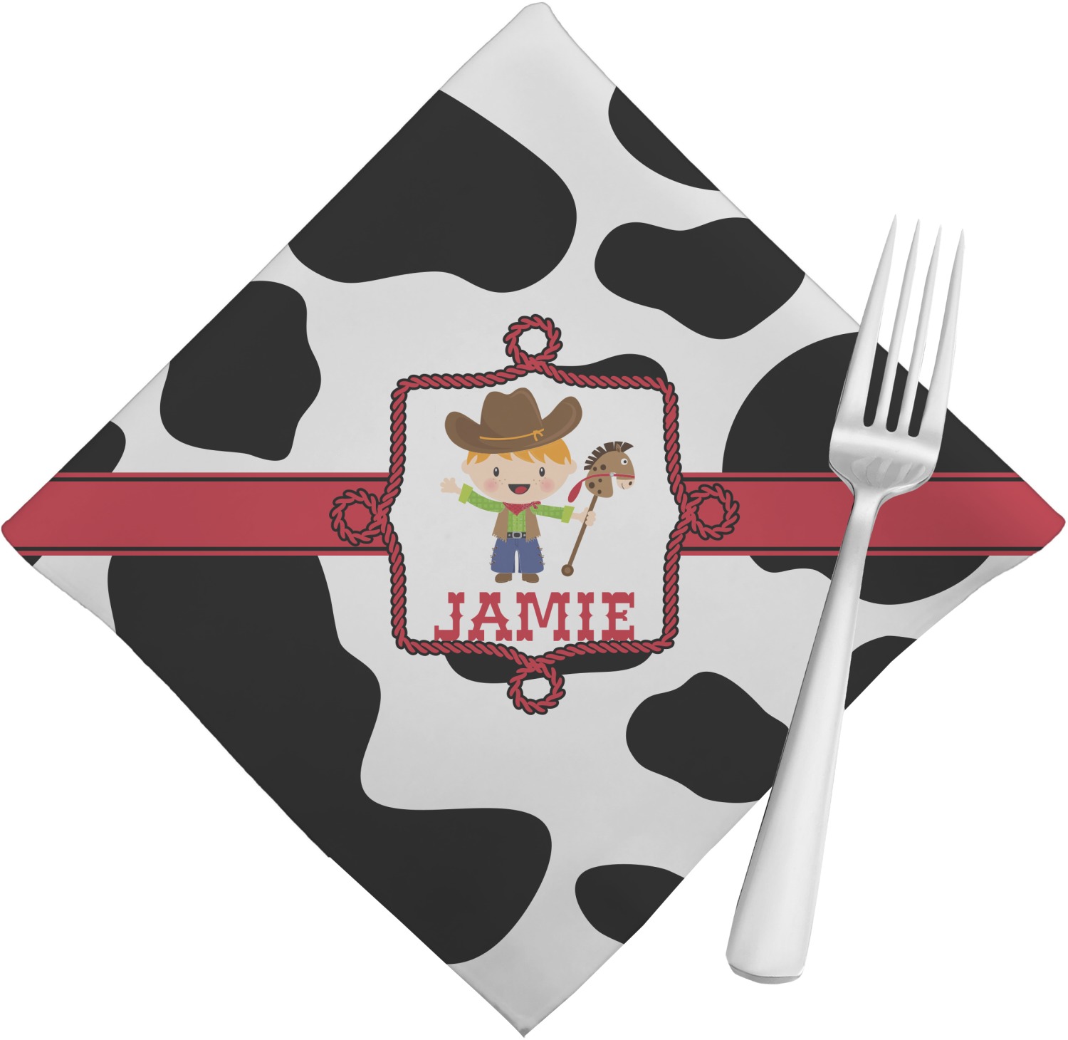 Cowprint w/Cowboy Cloth Napkins (Set of 4) (Personalized) - YouCustomizeIt