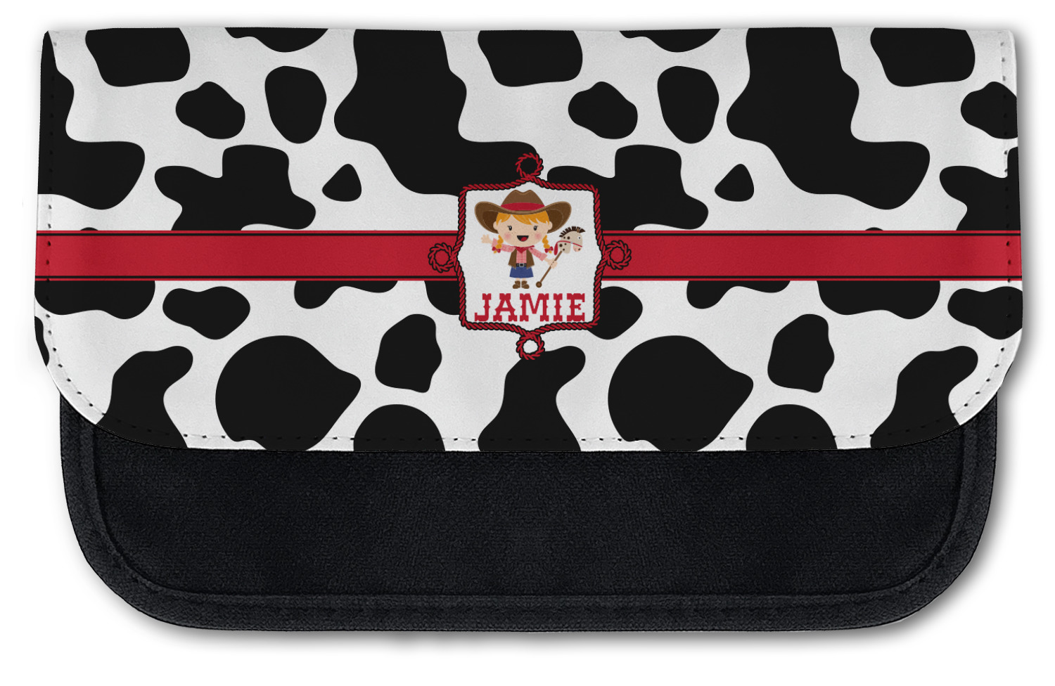 Custom Cowprint Cowgirl Canvas Pencil Case w/ Name or Text | YouCustomizeIt