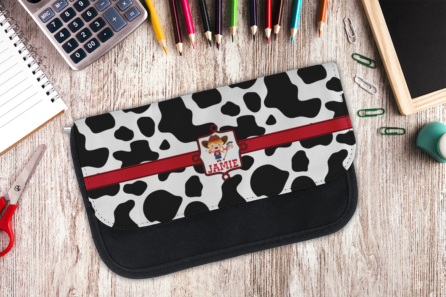 Custom Cowprint Cowgirl Canvas Pencil Case w/ Name or Text | YouCustomizeIt