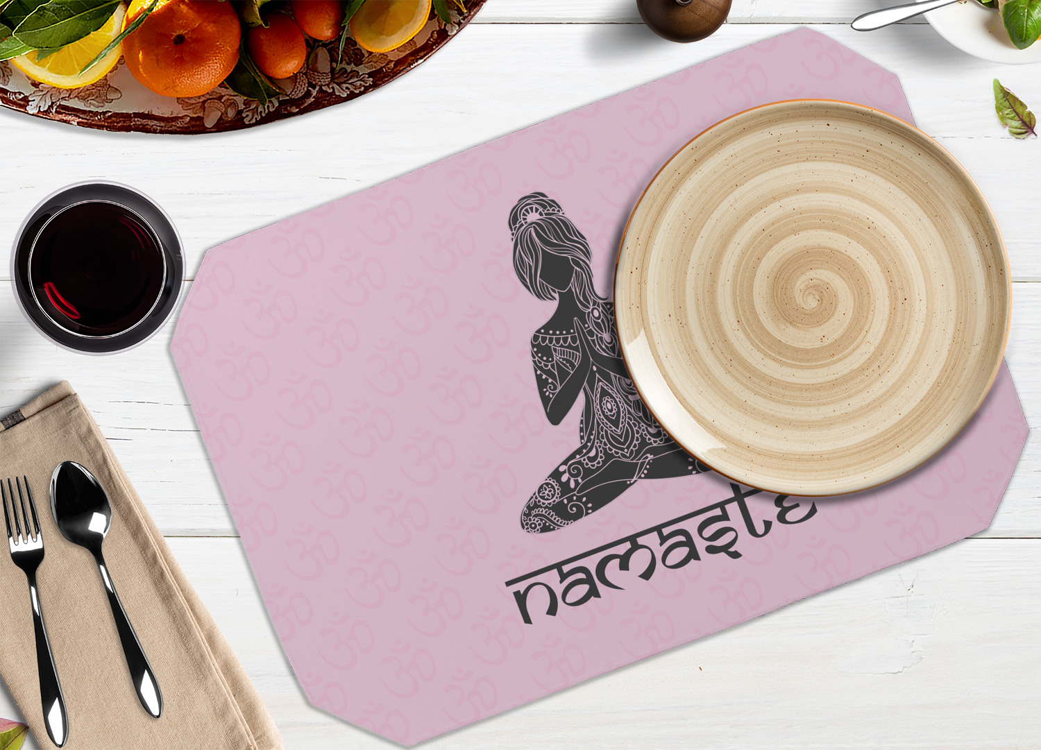 Custom Lotus Pose Dining Table Mat - Octagon | YouCustomizeIt